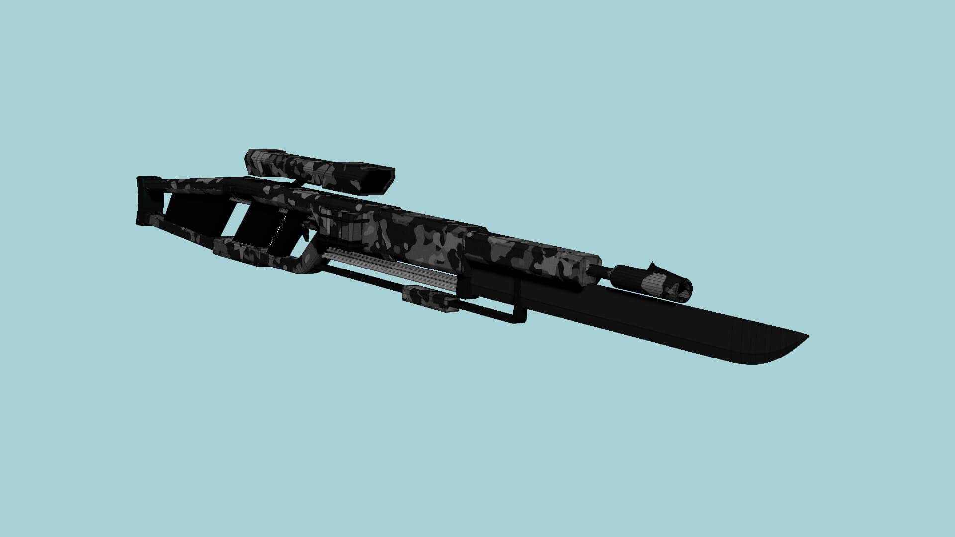 Sci-Fi Sniper Gunblade 08 - Black Camouflage 3D Model by gsommer