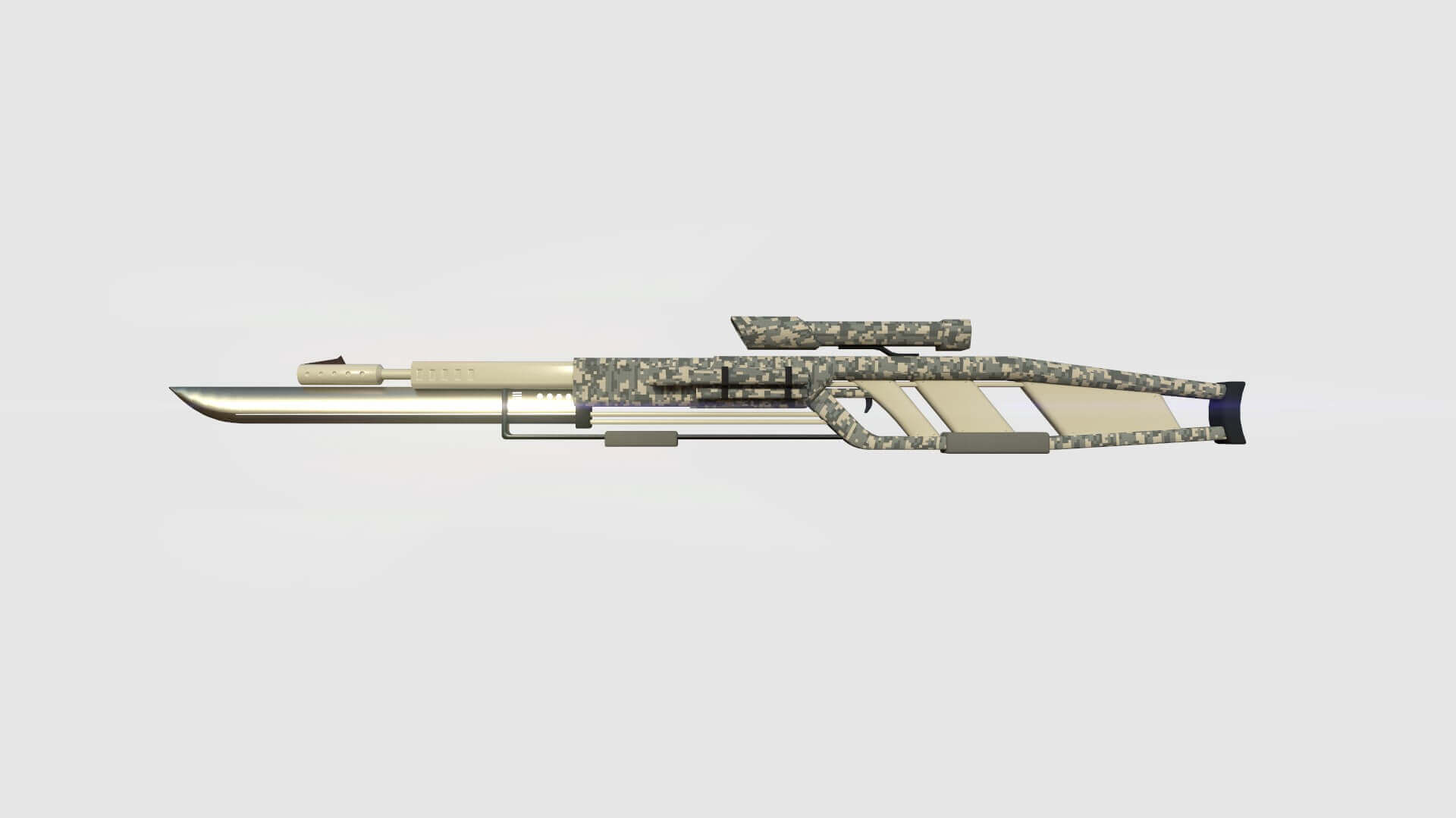Sci-Fi Sniper Gunblade 09 - Digital Camouflage 3D Model by gsommer