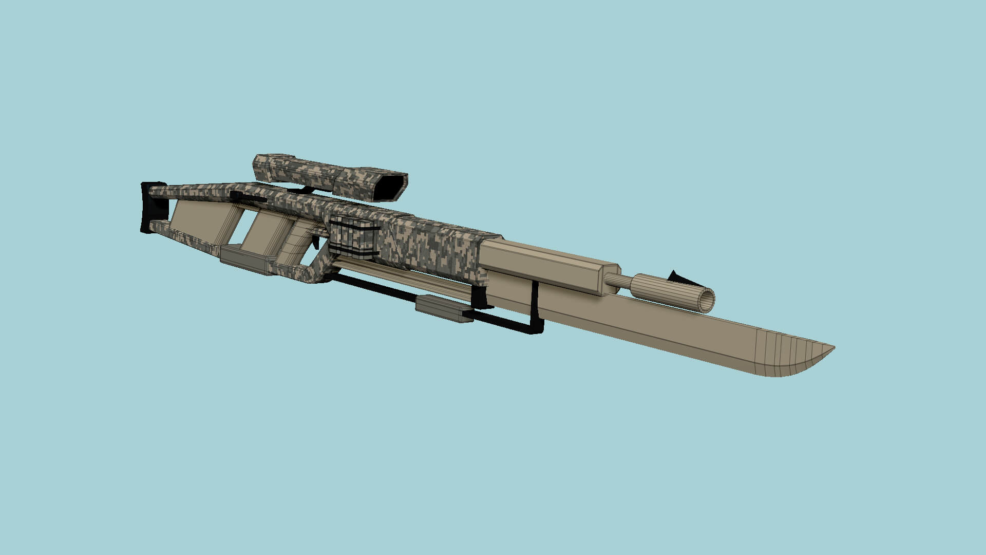 Sci-Fi Sniper Gunblade 09 - Digital Camouflage 3D Model by gsommer