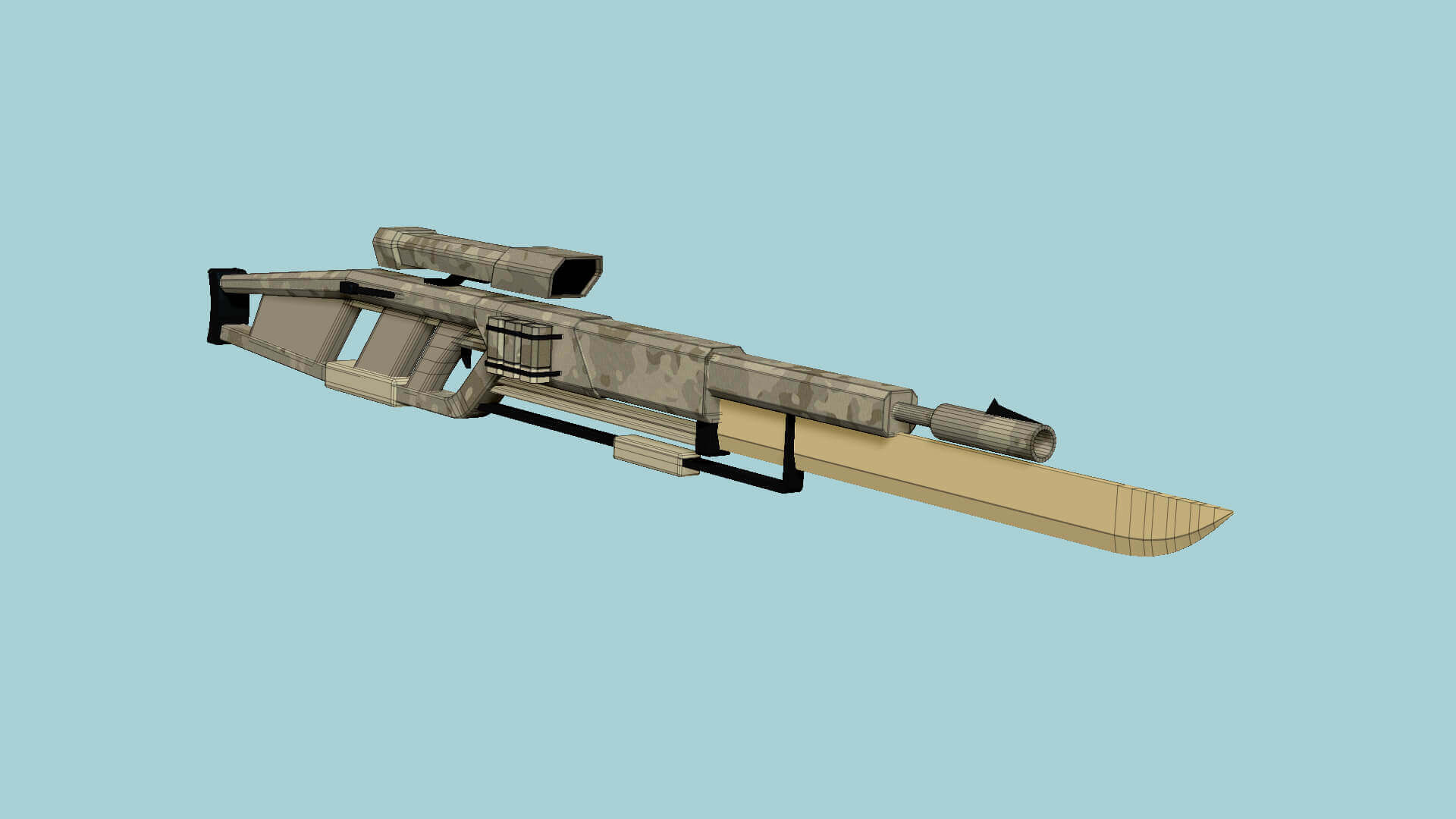 Sci-Fi Sniper Gunblade 10 - Desert Camouflage 3D Model by gsommer