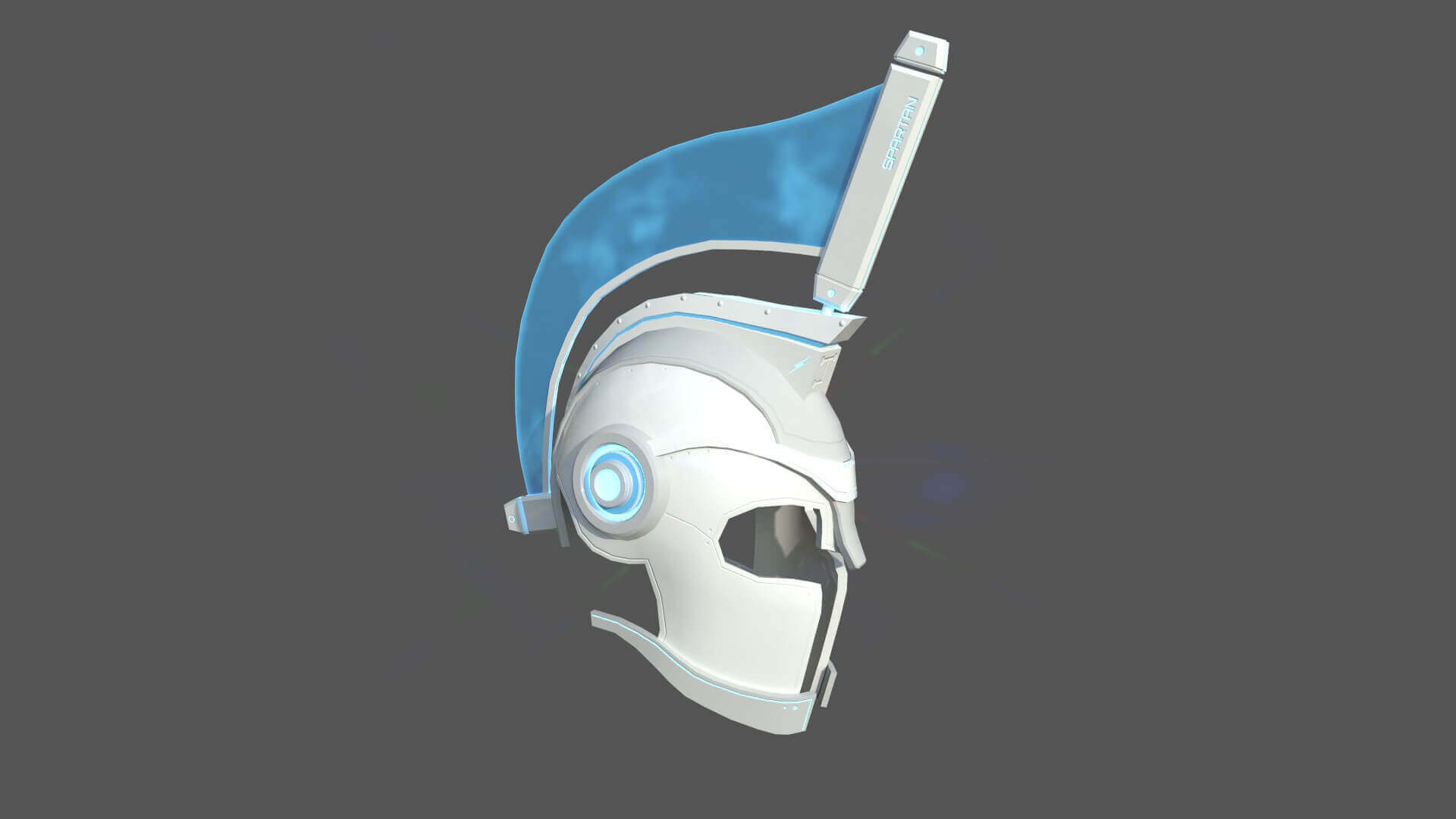 Sci-Fi Spartan Helmet 01 - White and Blue 3D Model by gsommer