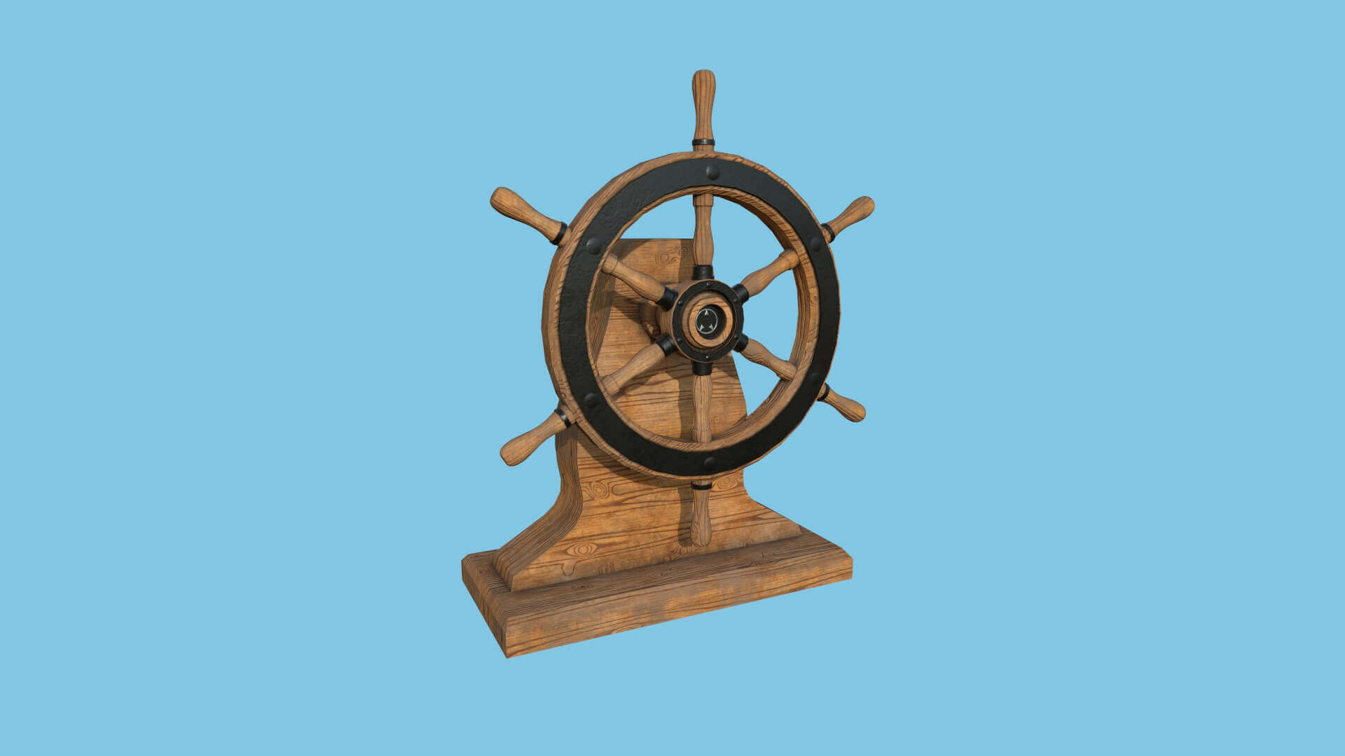 Ship Wheel 04 - Wood Black 3D Model by gsommer