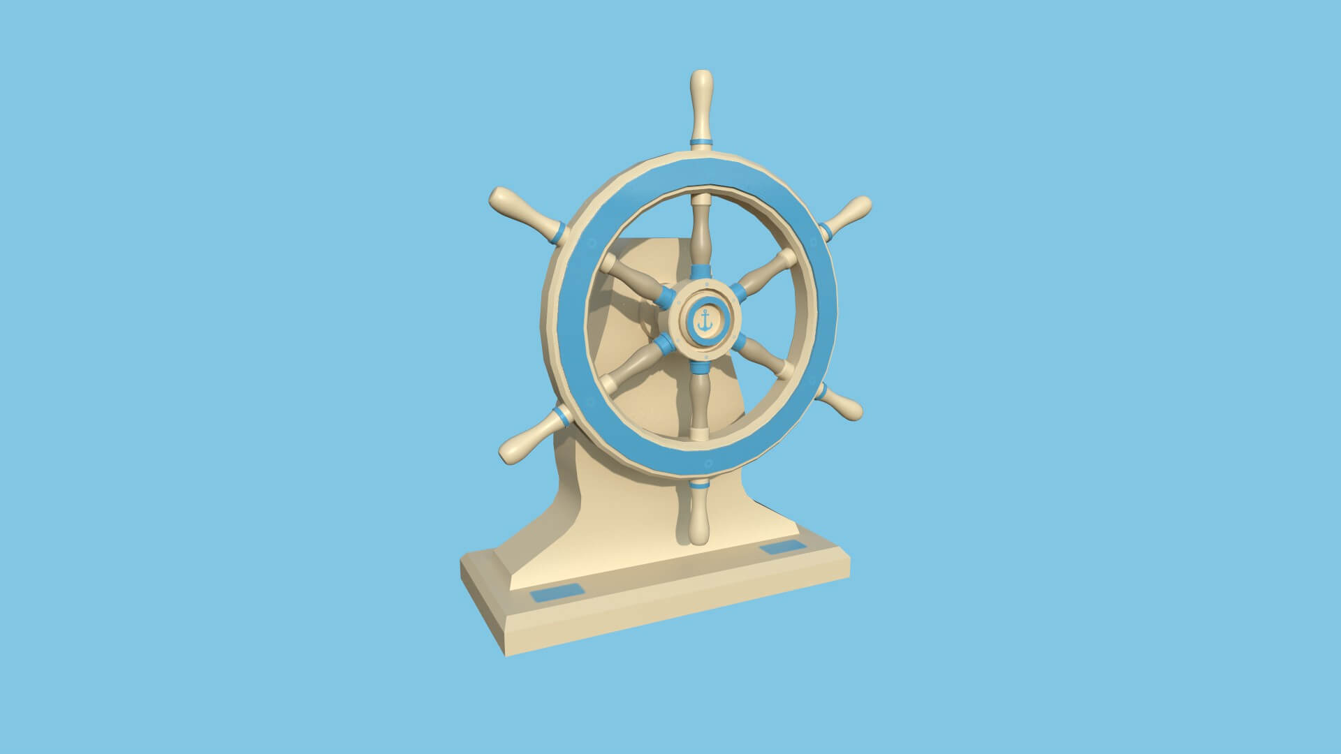 Ship Wheel 05 - Blue Cartoon 3D Model by gsommer