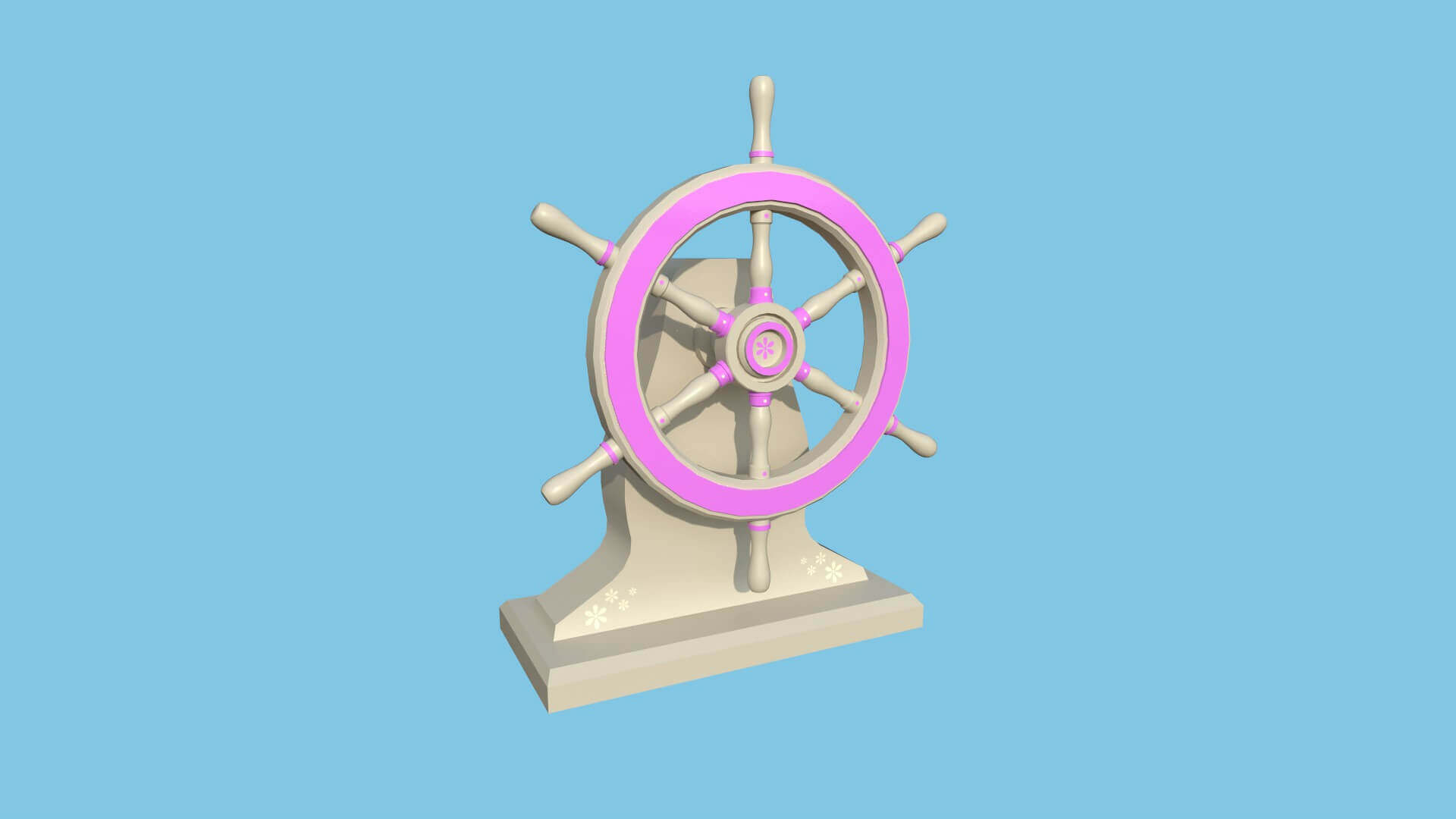 Ship Wheel 06 - Pink Cartoon 3D Model by gsommer
