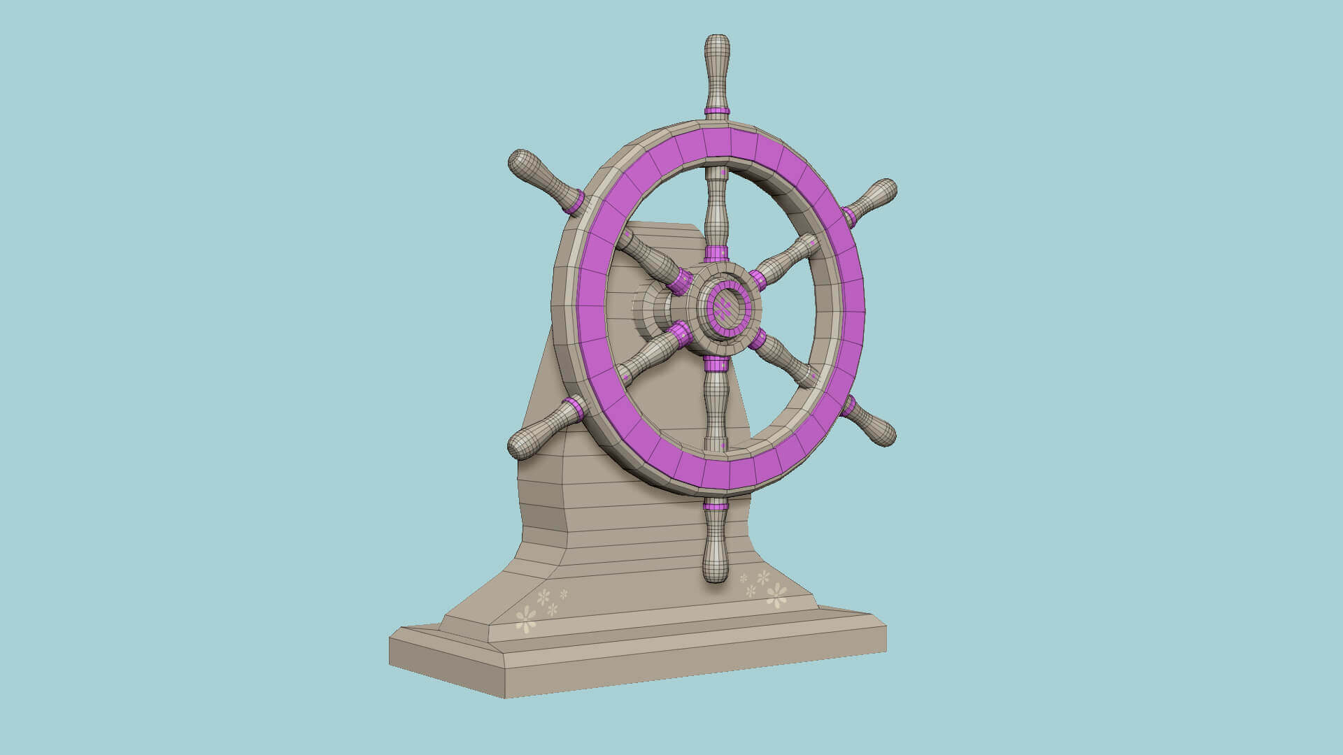 Ship Wheel 06 - Pink Cartoon 3D Model by gsommer