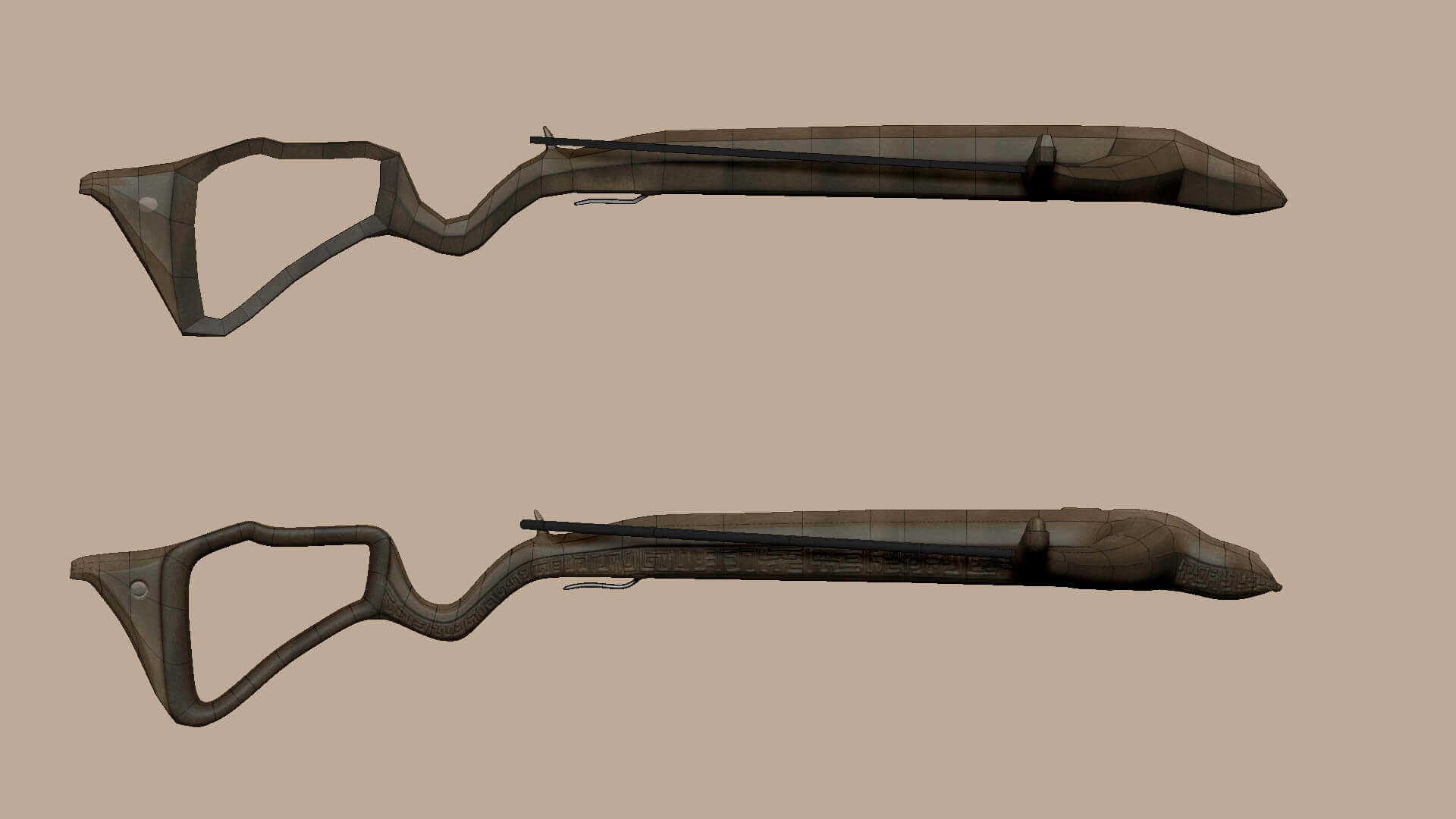 Simple Wooden Crossbow - 3D Model by gsommer
