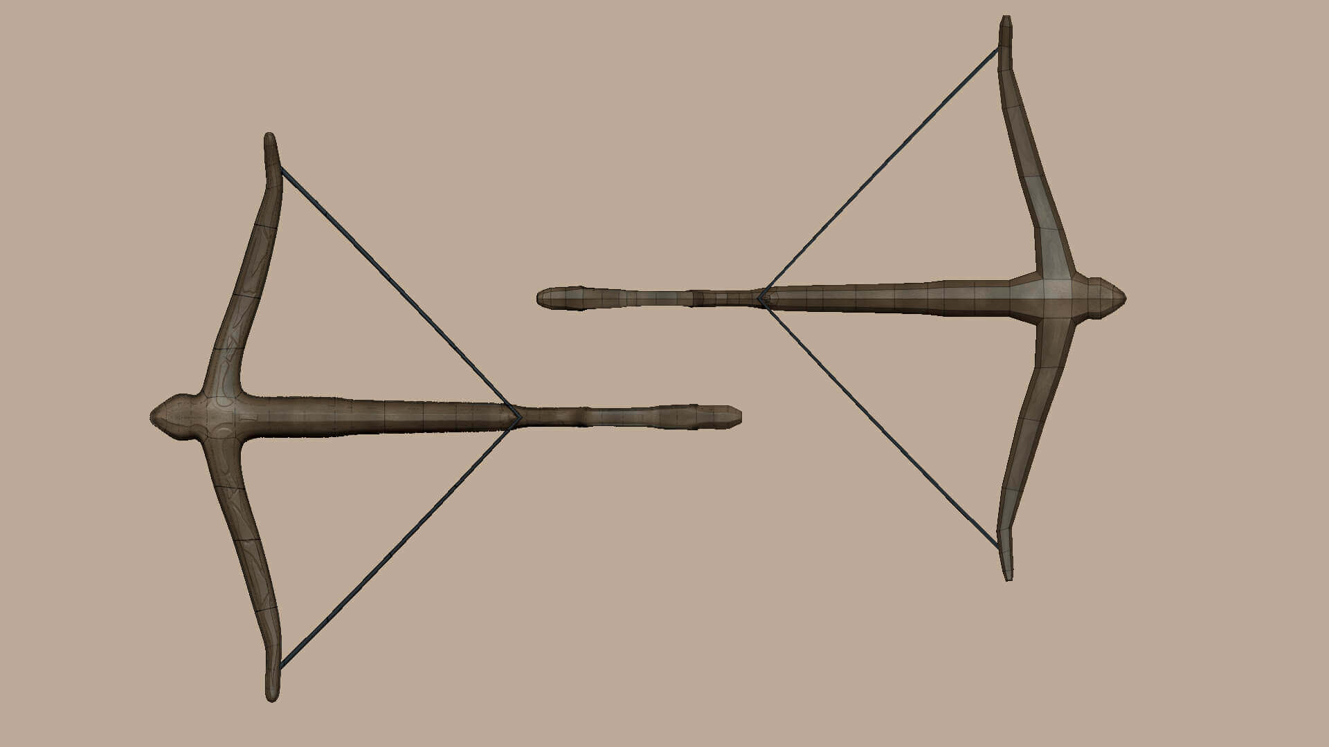 Simple Wooden Crossbow - 3D Model by gsommer