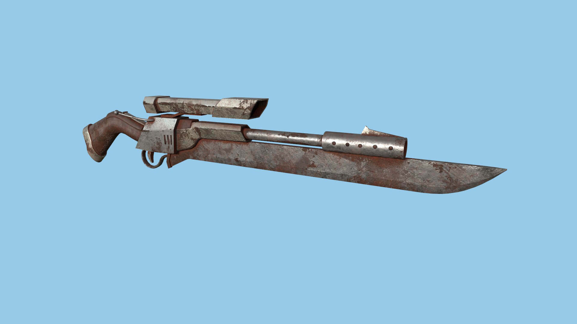 Sniper Gunblade 03 - Destroyed Rust 3D Model by gsommer