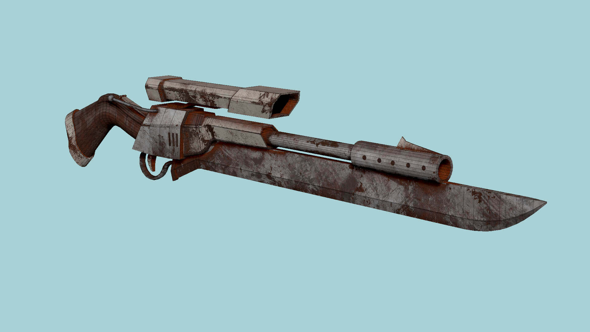 Sniper Gunblade 03 - Destroyed Rust 3D Model by gsommer