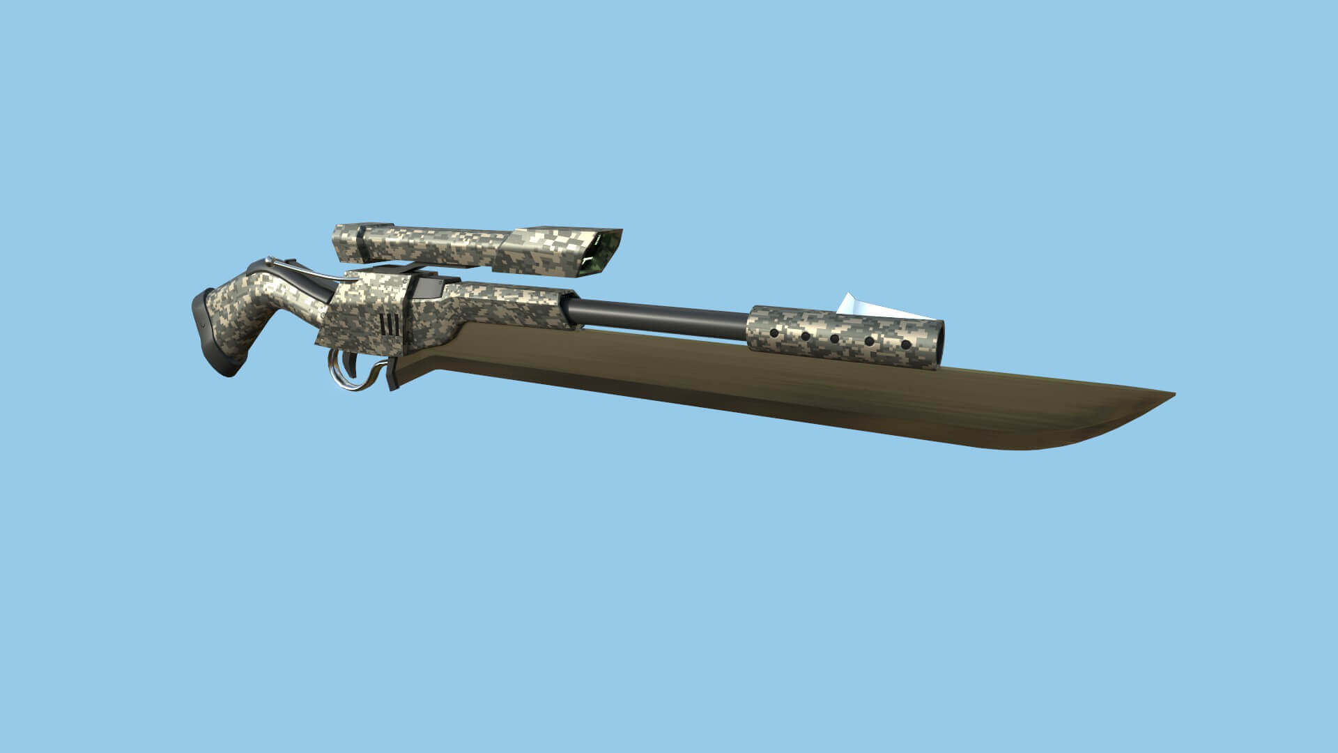 Sniper Gunblade 04 - Camouflage Digital 3D Model by gsommer