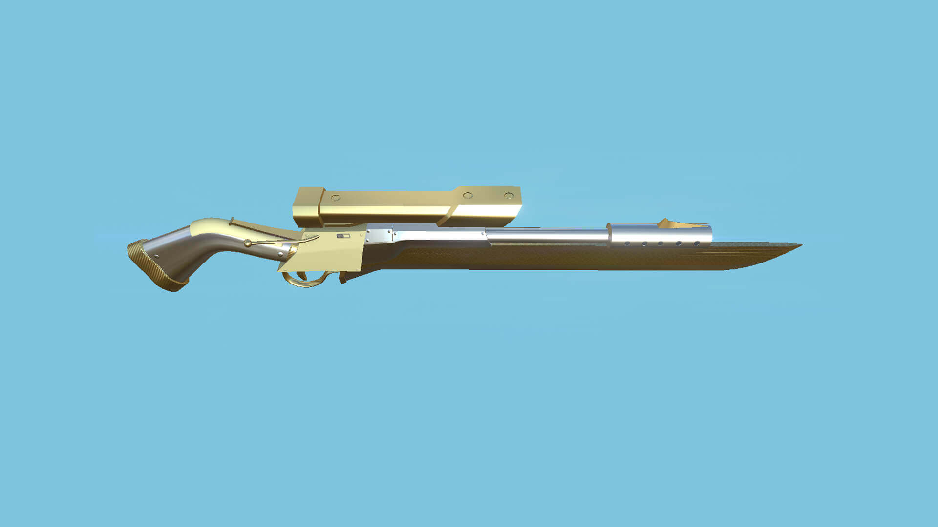 Sniper Gunblade 05 - Luxury Golden 3D Model by gsommer