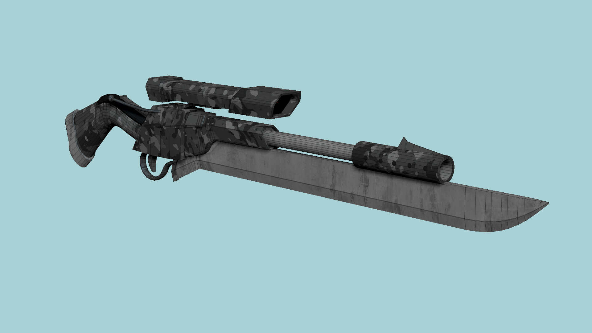 Sniper Gunblade 07 - Black Camouflage 3D Model by gsommer