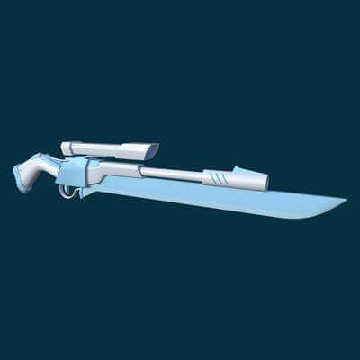 Sniper Gunblade 08 - Cartoon Blue 3D Model by gsommer