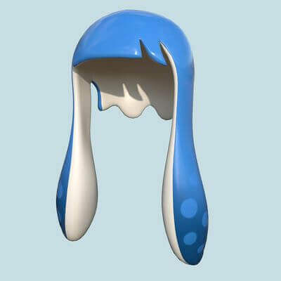 Splatoon Hair 01 - Blue 3D Model by gsommer