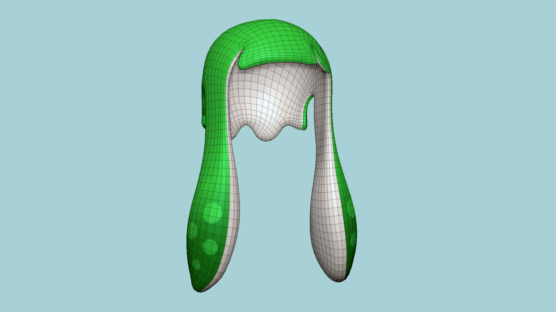 Splatoon Hair 03 - Green 3D Model by gsommer