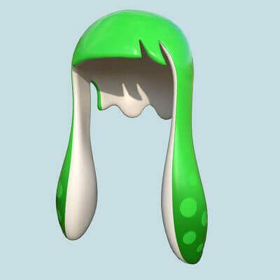 Splatoon Hair 03 - Green 3D Model by gsommer