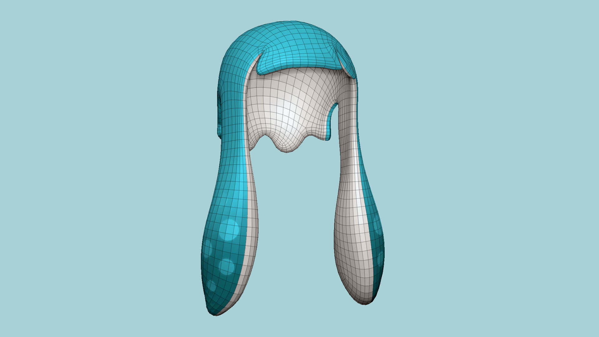 Splatoon Hair 05 - Light Blue 3D Model by gsommer