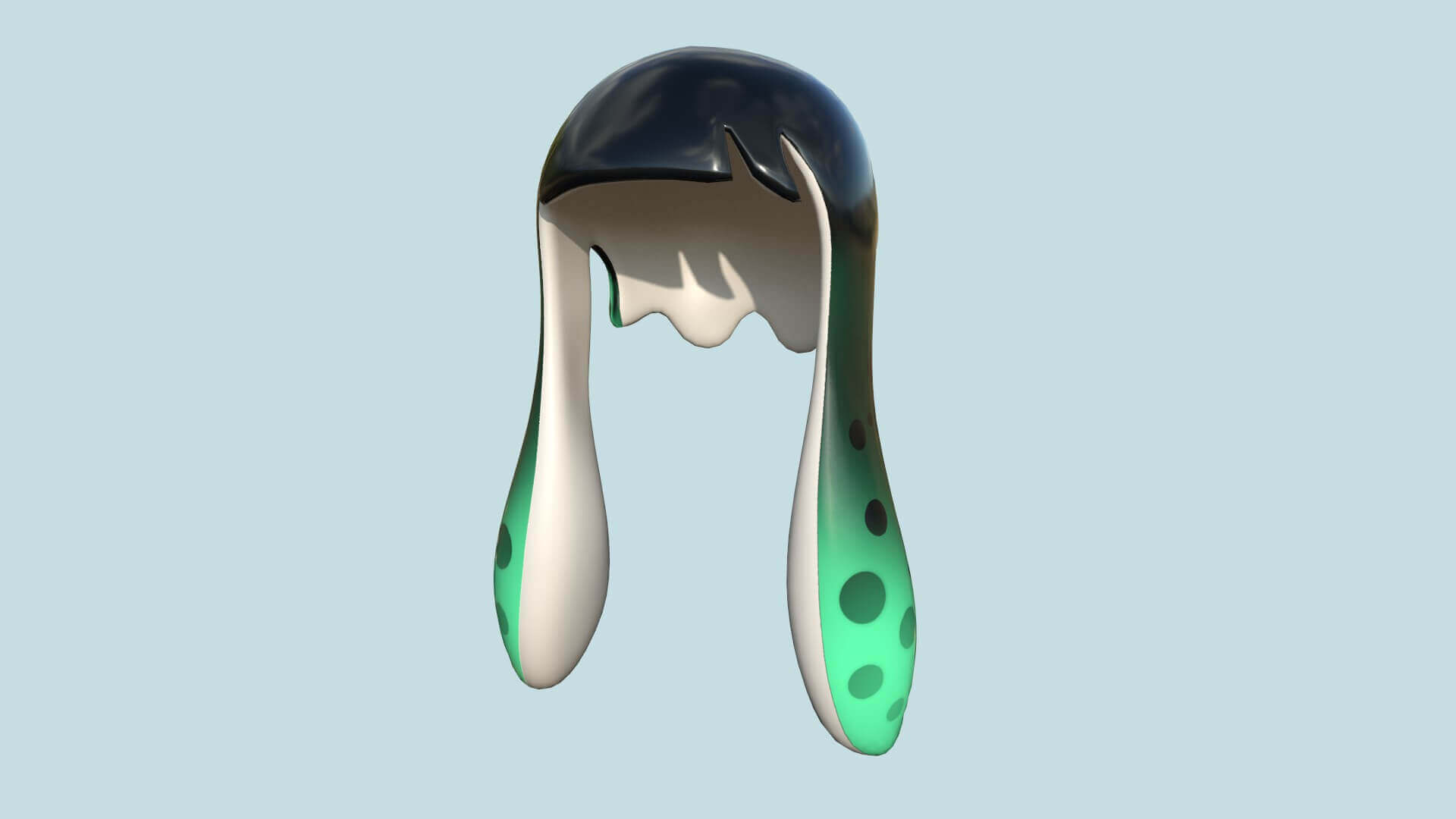 Splatoon Hair 08 - Black and Green 3D Model by gsommer