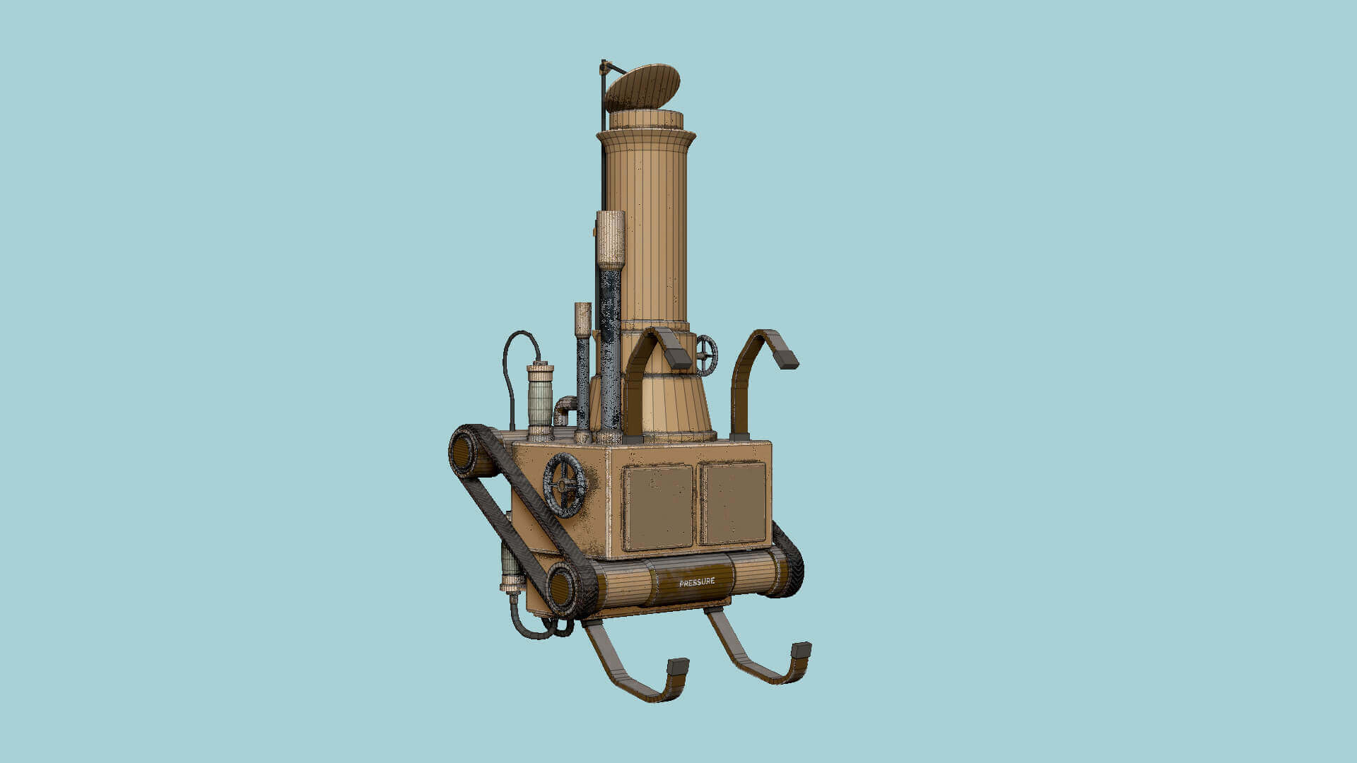 Steampunk Backpack 01 - Bronze 3D Model by gsommer