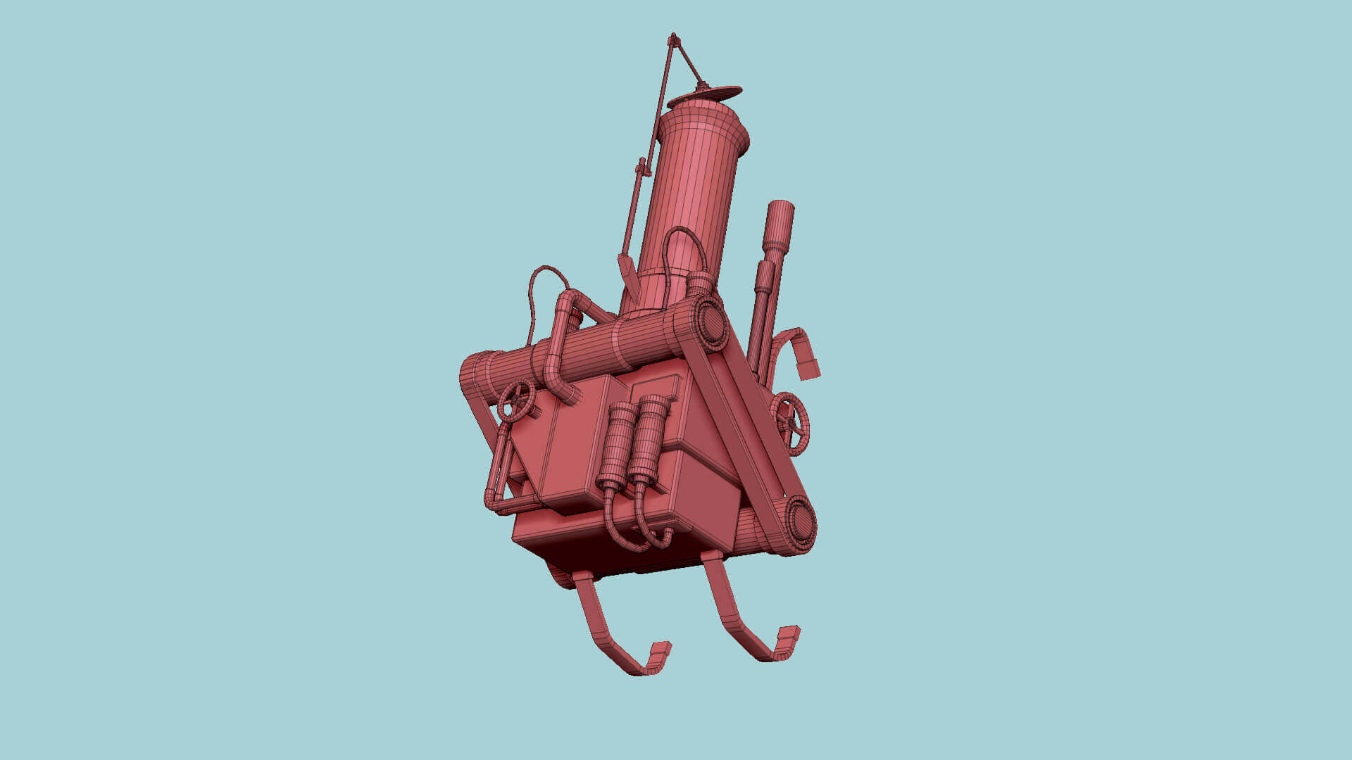 Steampunk Backpack 03 - Dark Steel 3D Model by gsommer