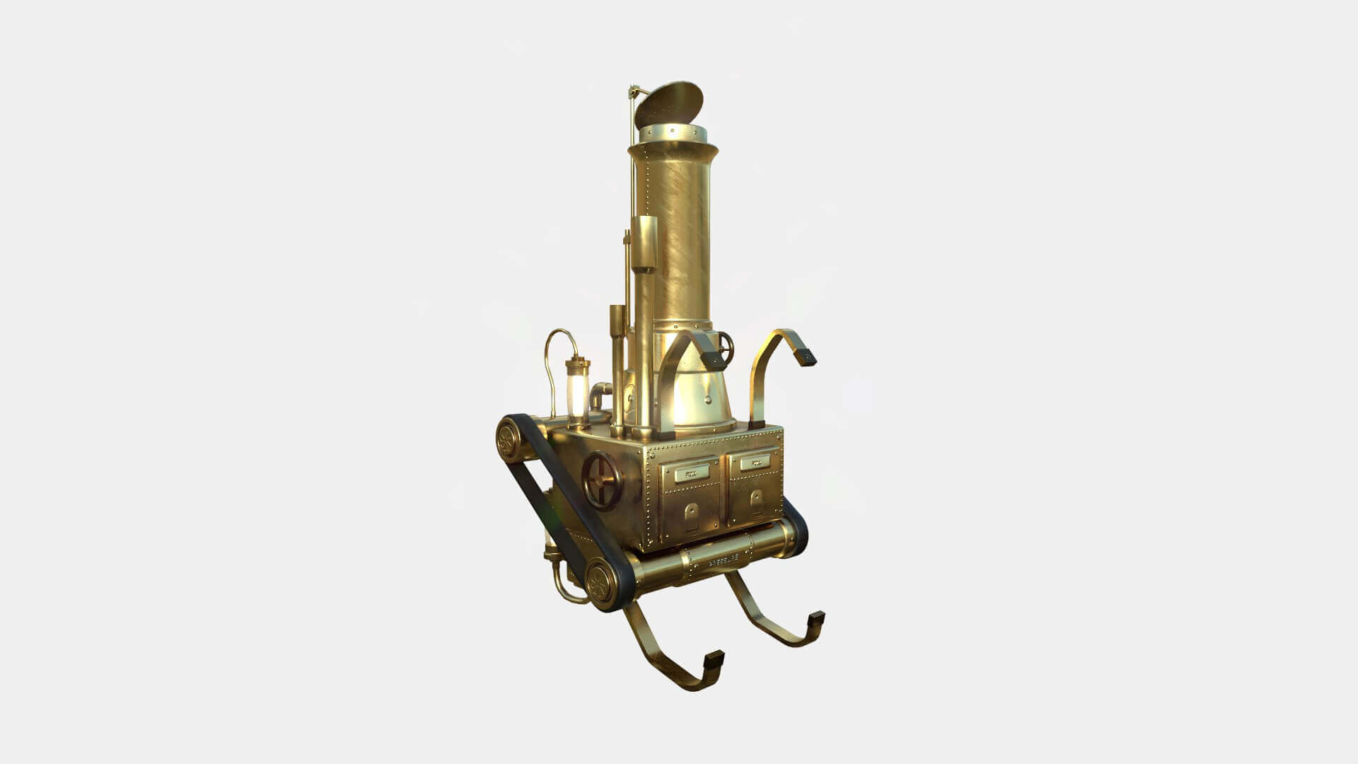 Steampunk Backpack 04 - Golden 3D Model by gsommer