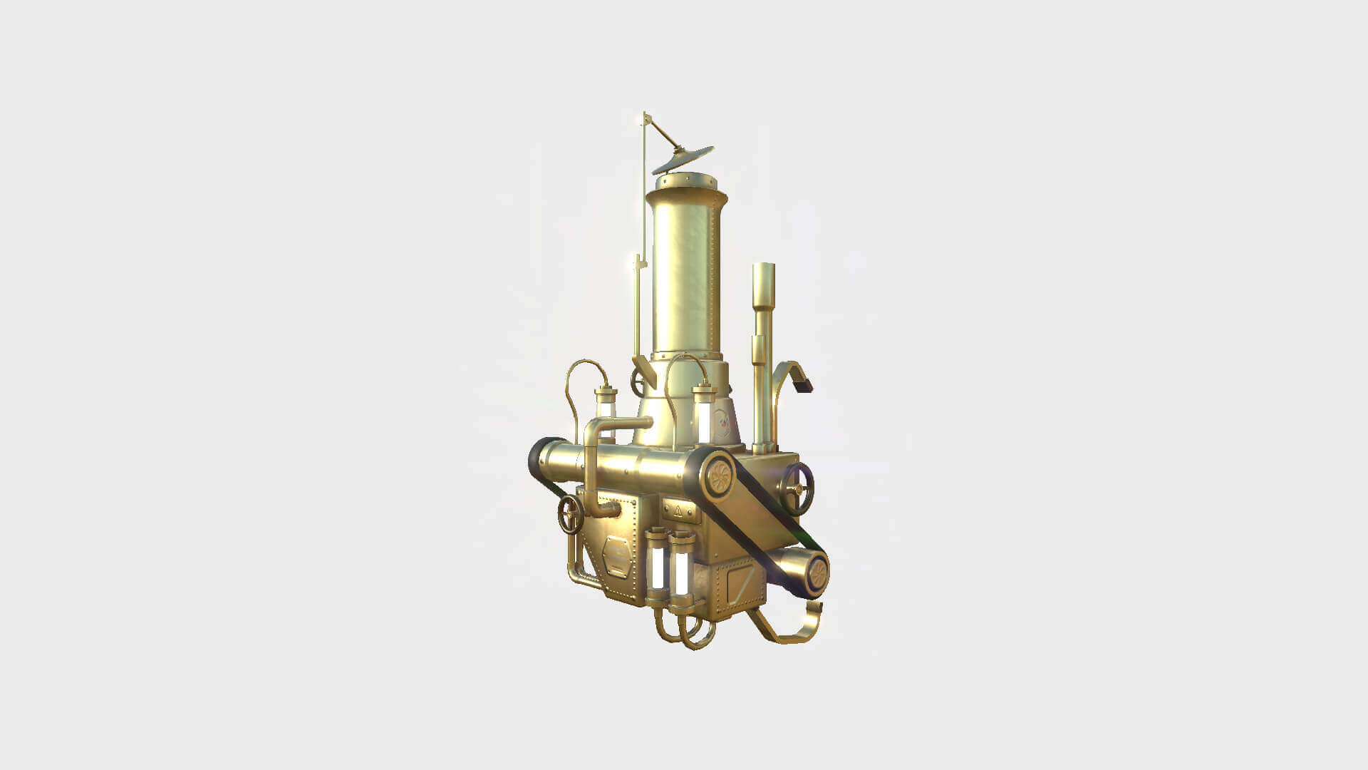 Steampunk Backpack 04 - Golden 3D Model by gsommer