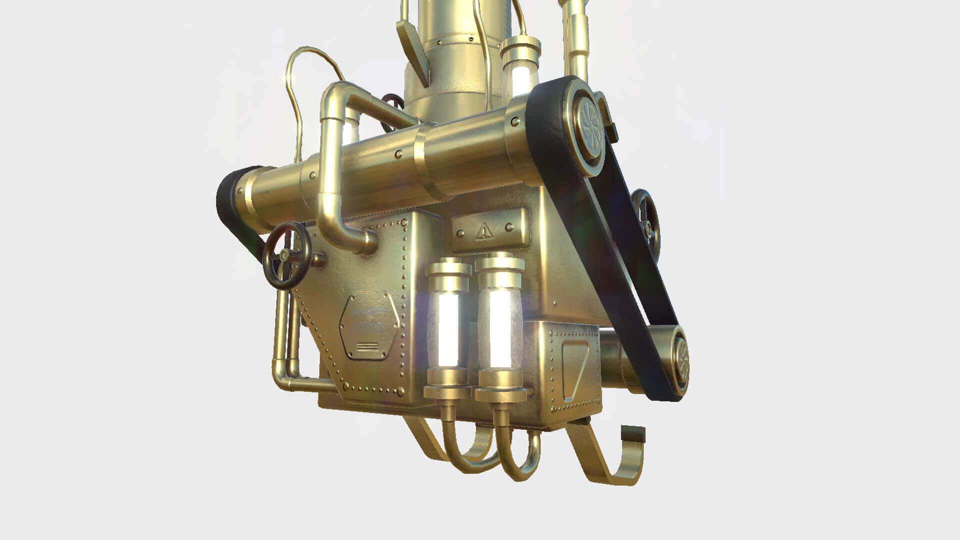 Steampunk Backpack 04 - Golden 3D Model by gsommer