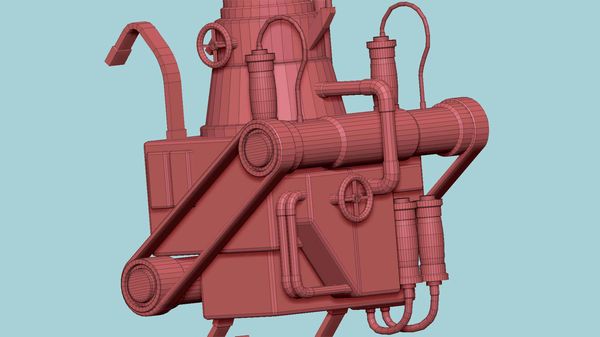 Steampunk Backpack 05 - Chrome 3D Model by gsommer