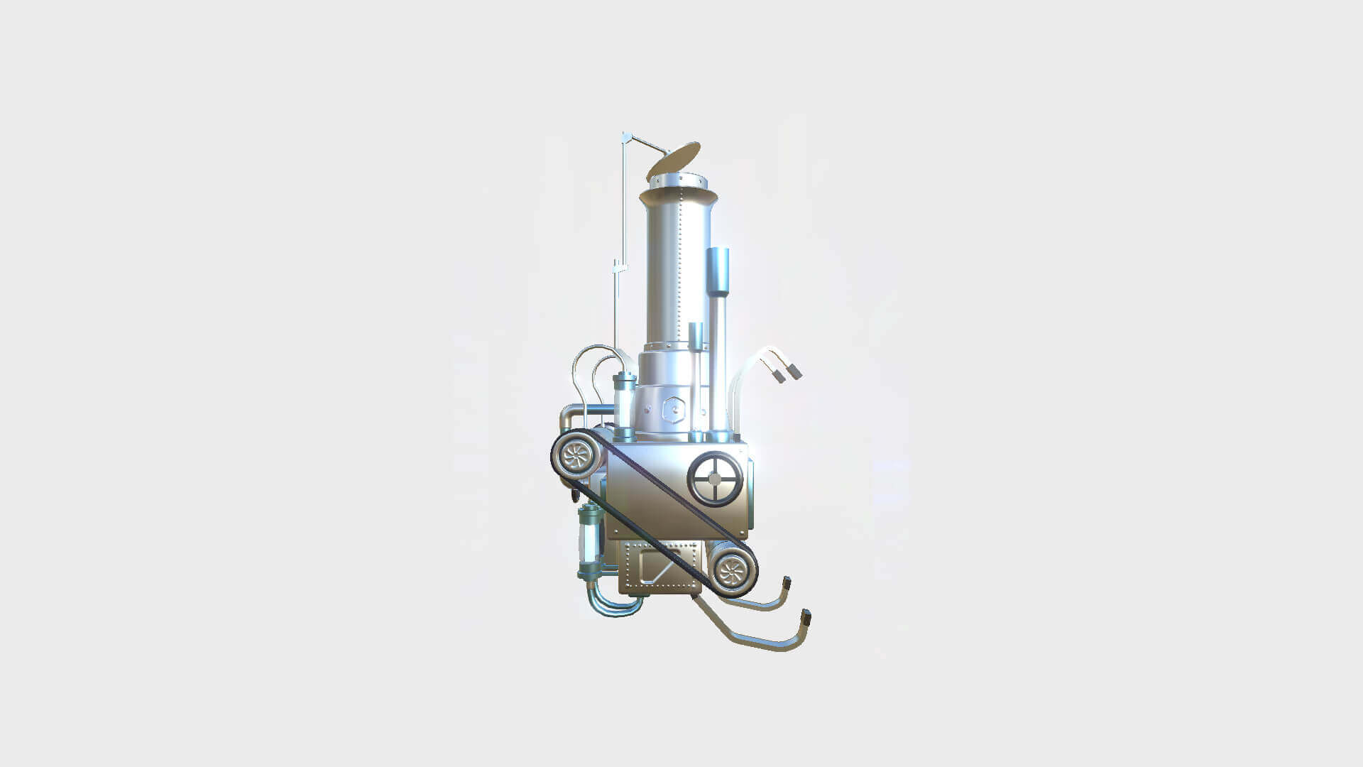 Steampunk Backpack 07 - Silver 3D Model by gsommer