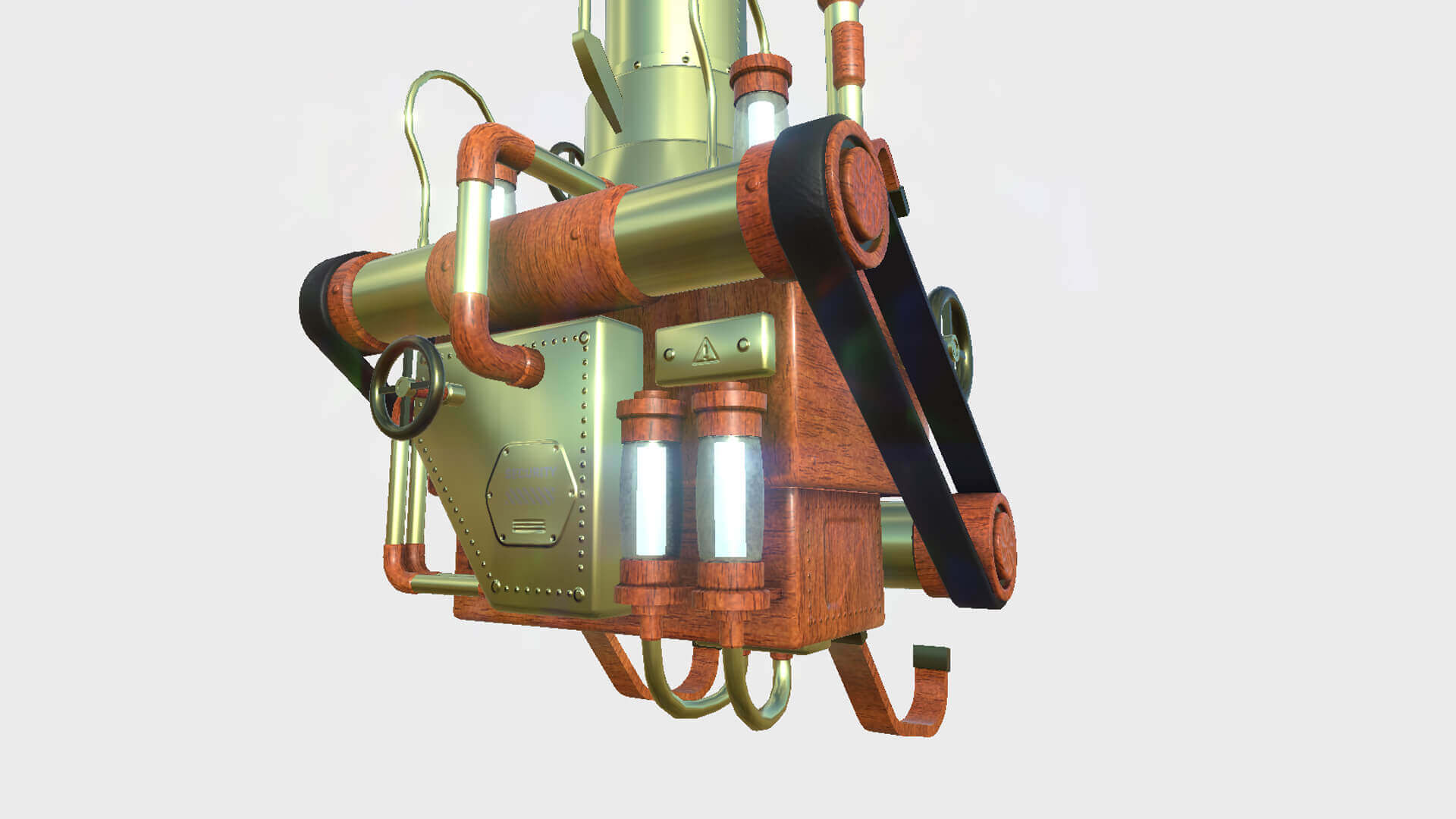 Steampunk Backpack 08 - Wood Gold 3D Model by gsommer