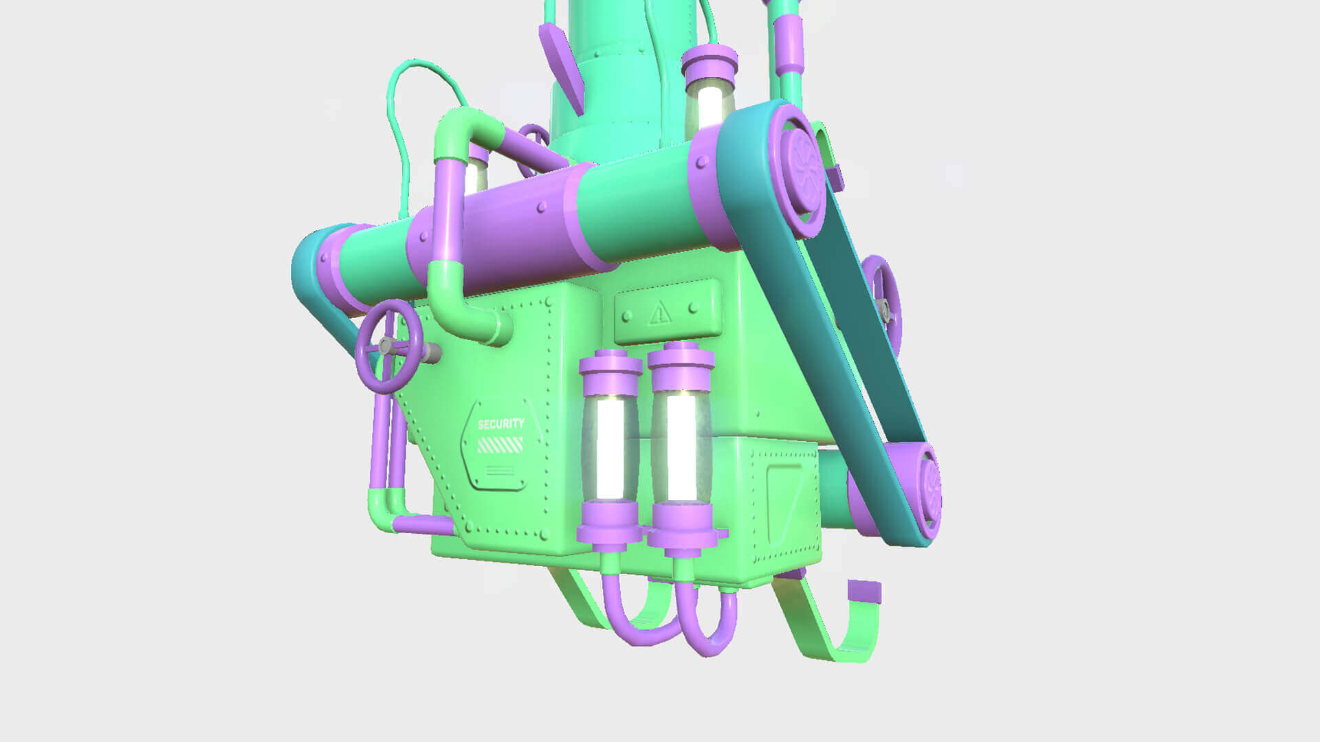 Steampunk Backpack 13 - Green Cartoon 3D Model by gsommer