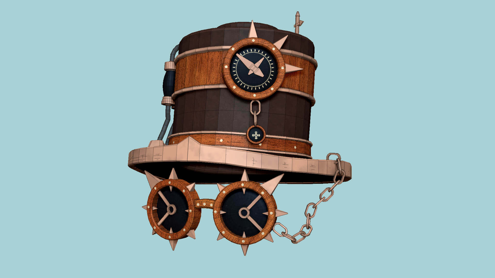 Steampunk Hat 06 - Wood 3D Model by gsommer