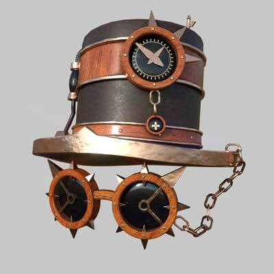 Steampunk Hat 06 - Wood 3D Model by gsommer