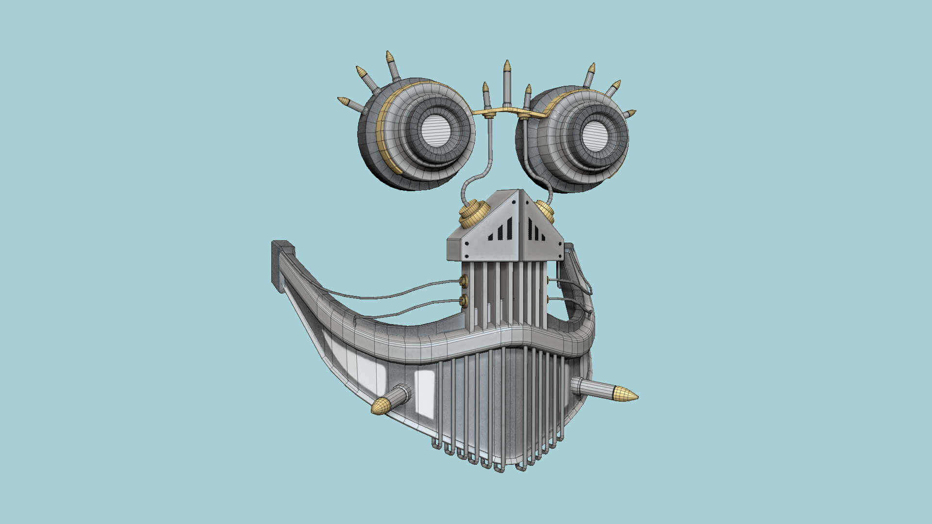 Steampunk Mask 03 - Metal Gold 3D Model by gsommer