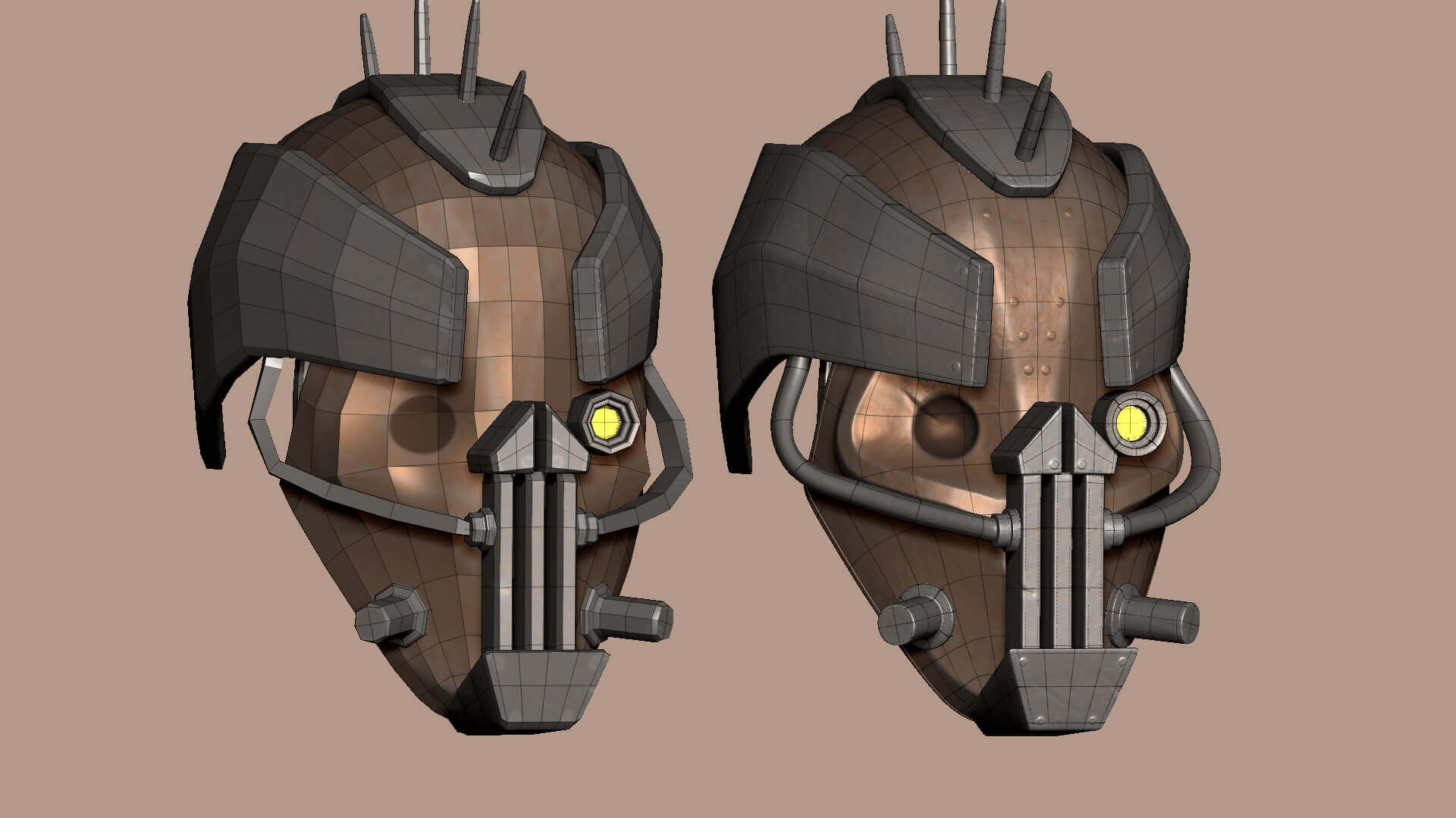 Steampunk Robot Helmet - 3D Model by gsommer