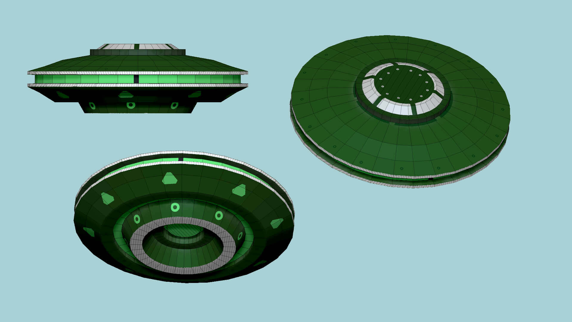 UFO Type A 01 - Dark Green 3D Model by gsommer