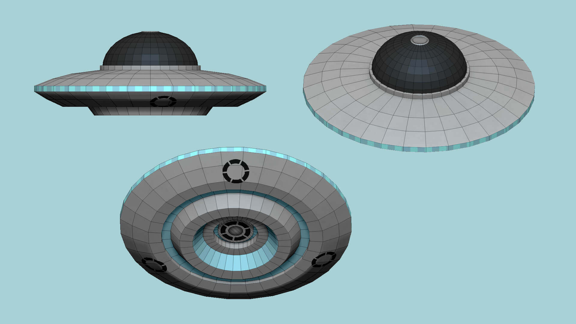 UFO Type B 01 - Gray 3D Model by gsommer