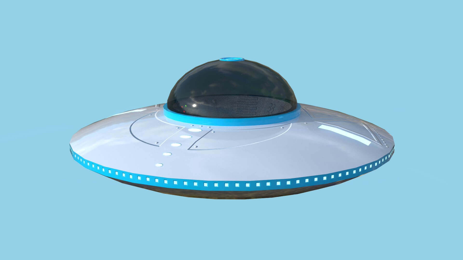 UFO Type B 03 - White and Blue 3D Model by gsommer