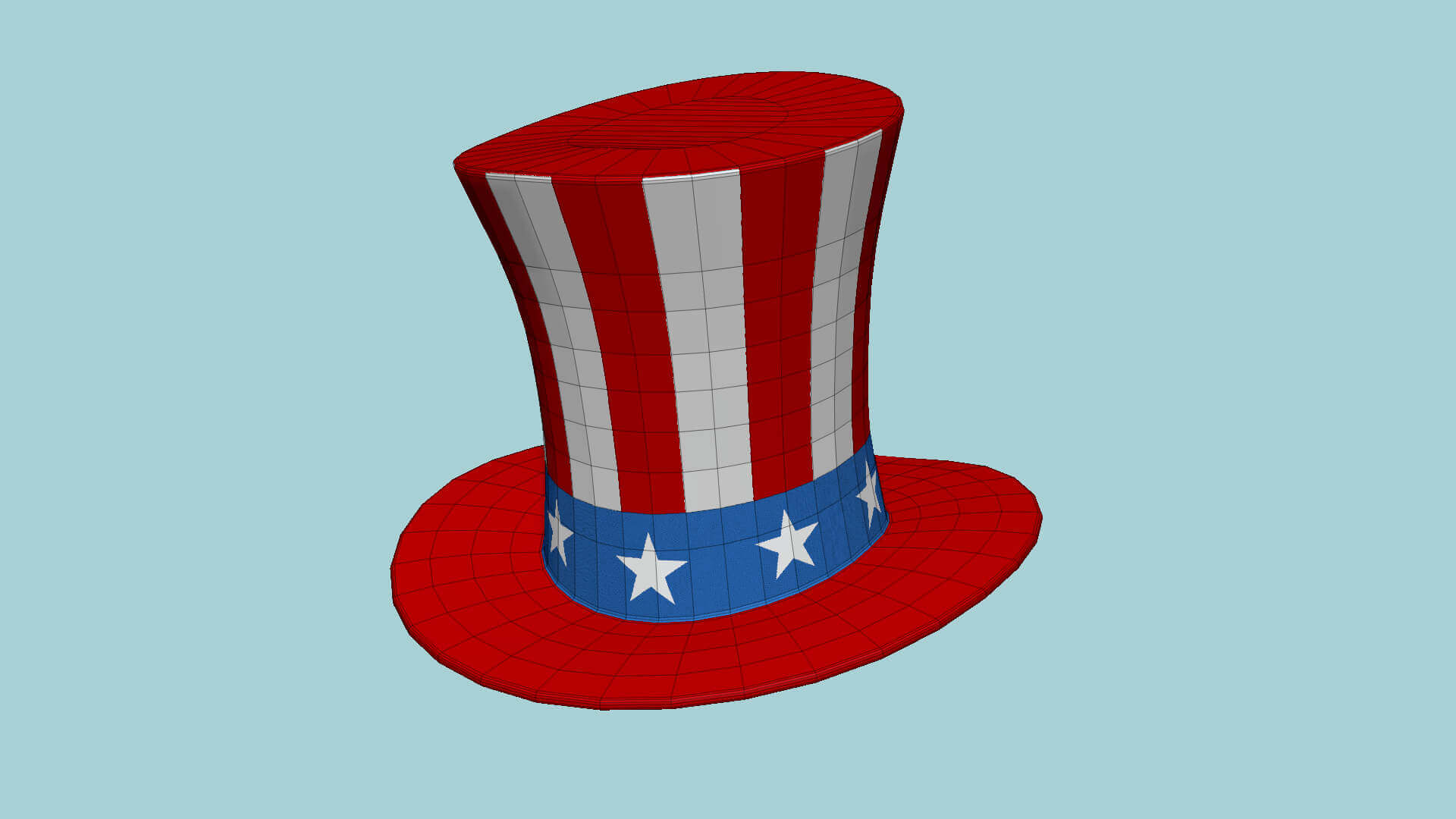 Uncle Sam Hat 01 - Red 3D Model by gsommer