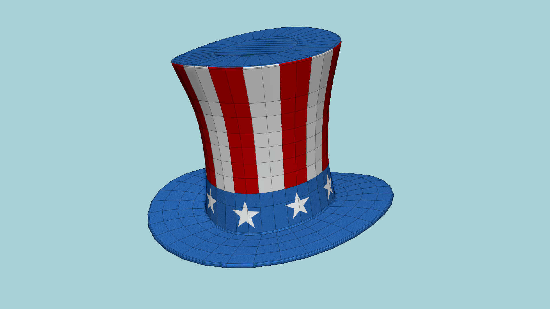 Uncle Sam Hat 02 - Blue 3D Model by gsommer