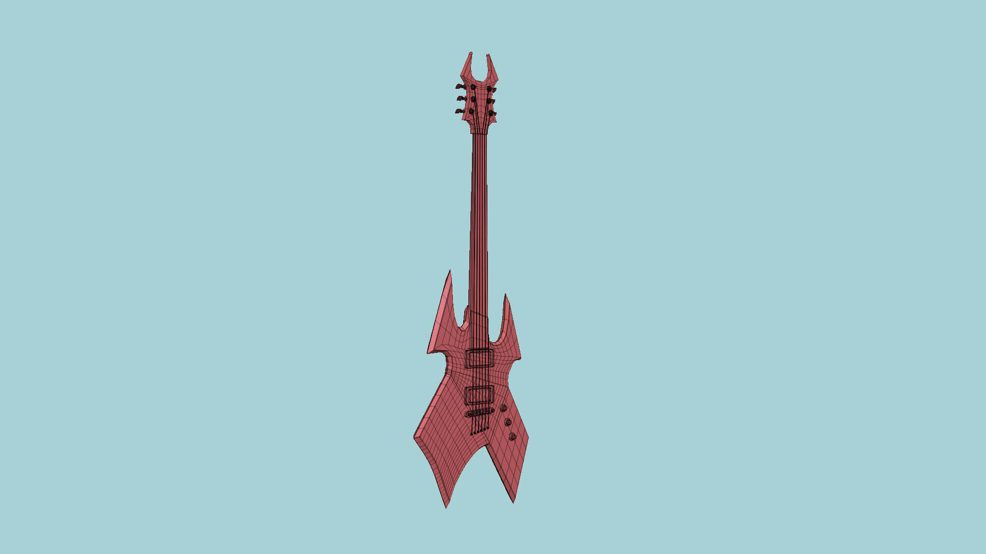 Warlock Electric Guitar 01 - Red 3D Model by gsommer
