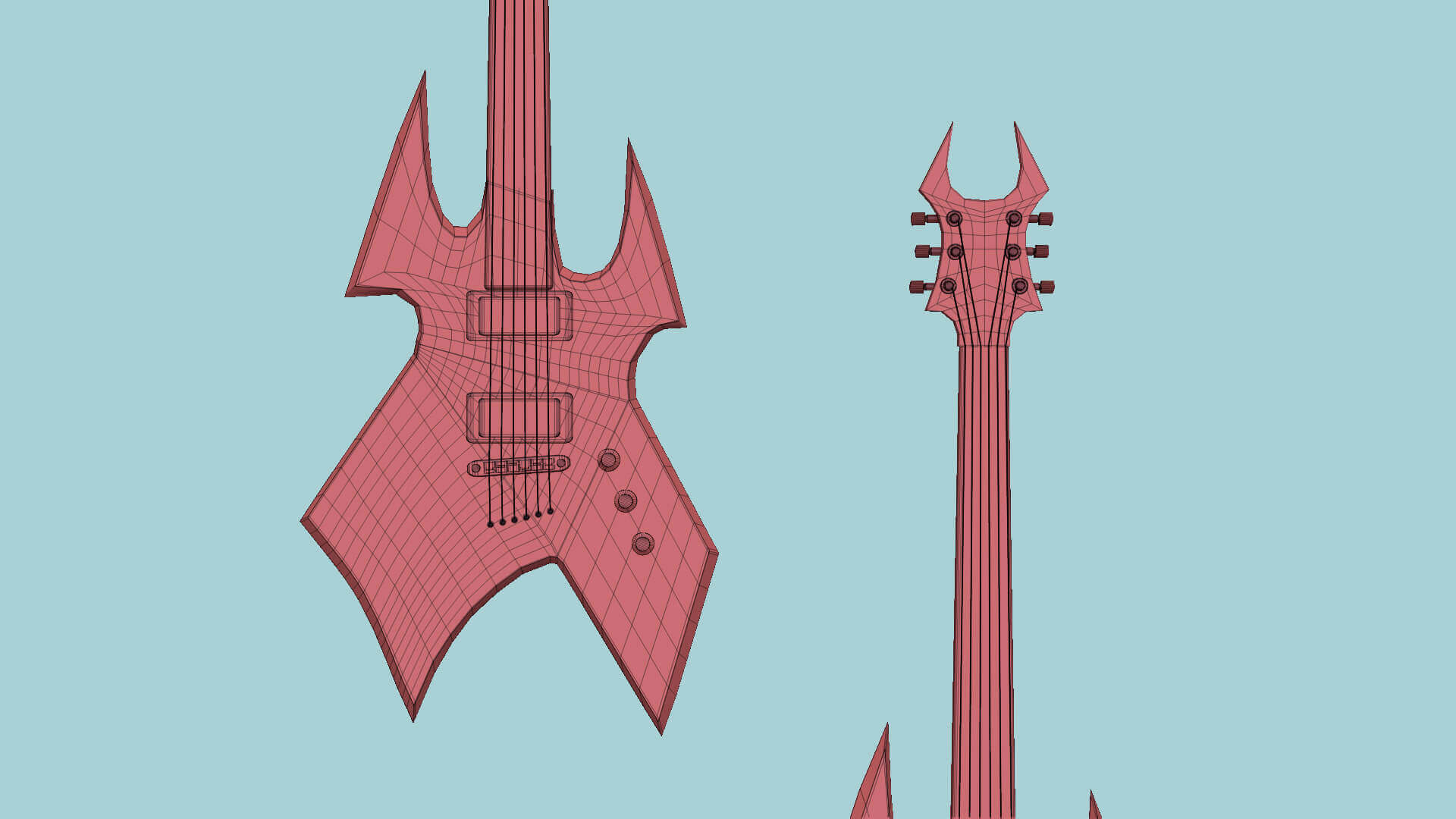 Warlock Electric Guitar 01 - Red 3D Model by gsommer