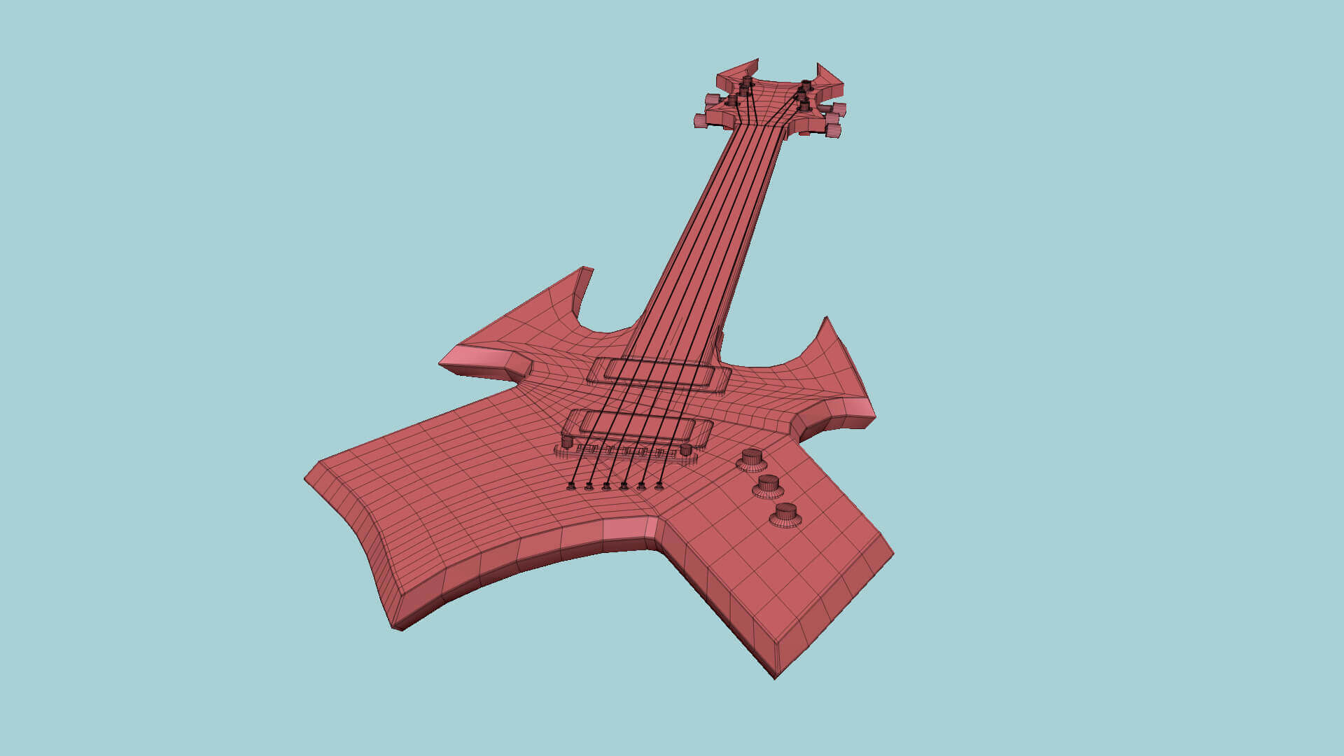 Warlock Electric Guitar 03 - Black 3D Model by gsommer