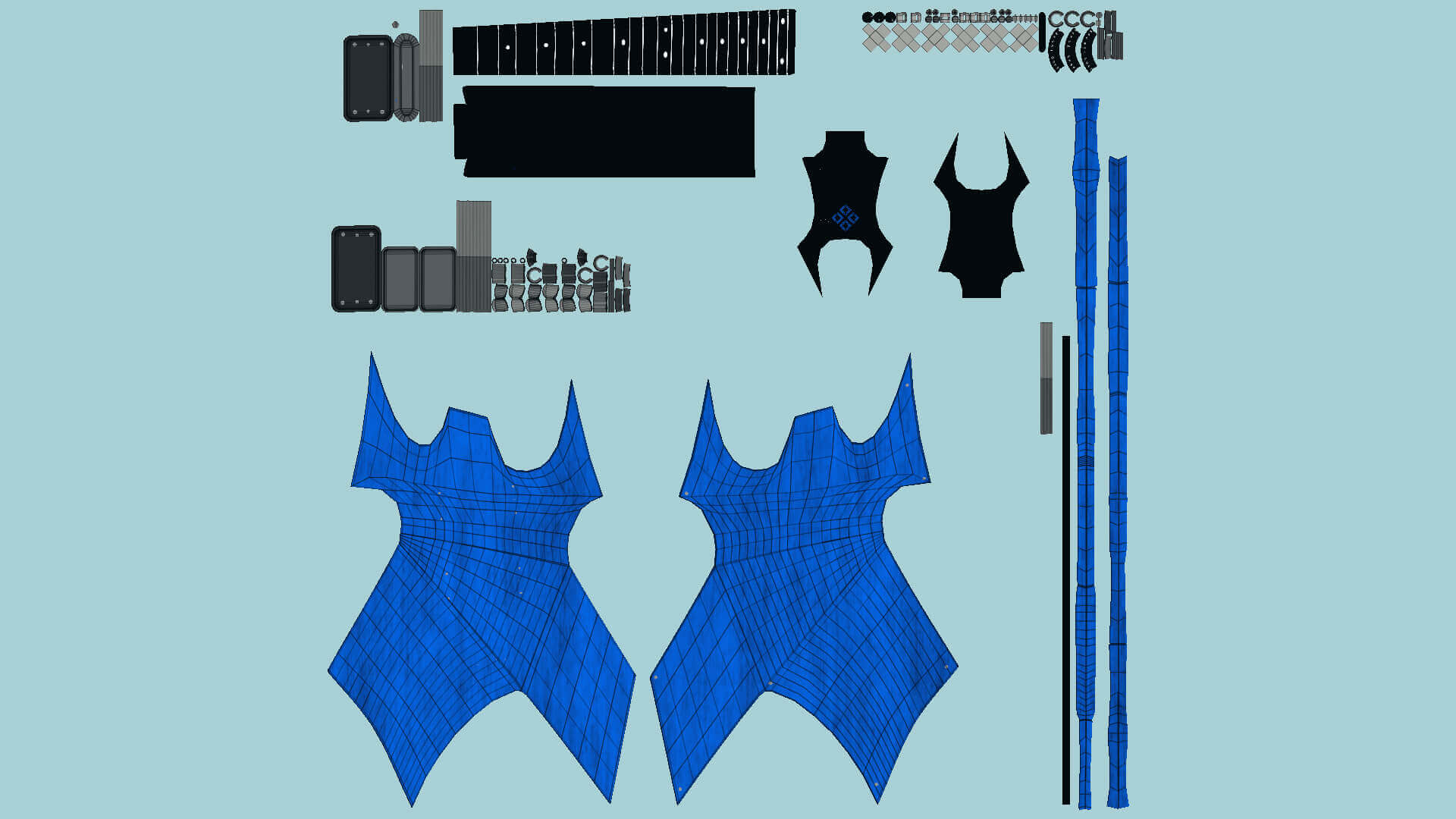 Warlock Electric Guitar 05 - Blue Dark 3D Model by gsommer