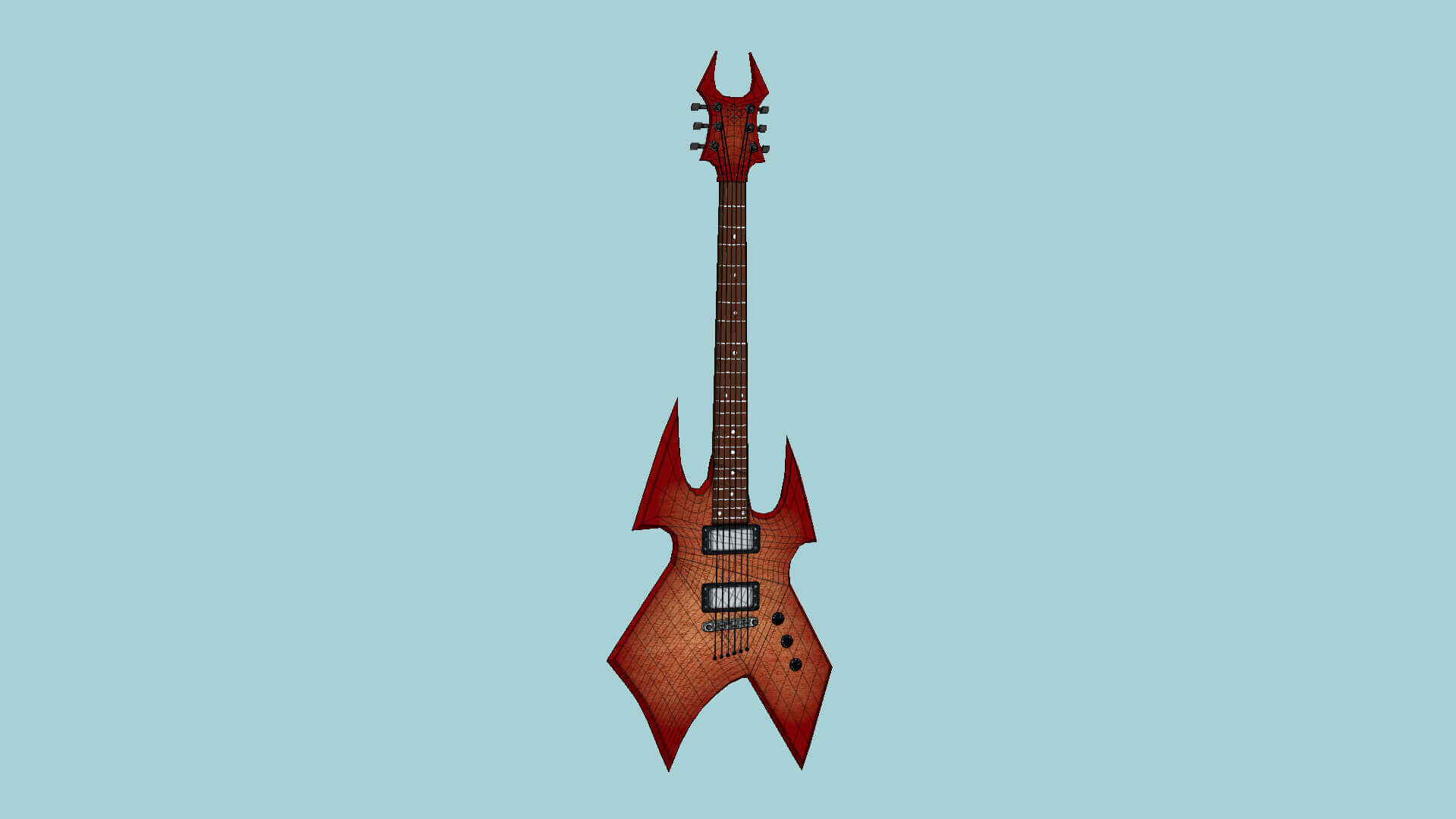 Warlock Electric Guitar 08 - Red Wood 3D Model by gsommer