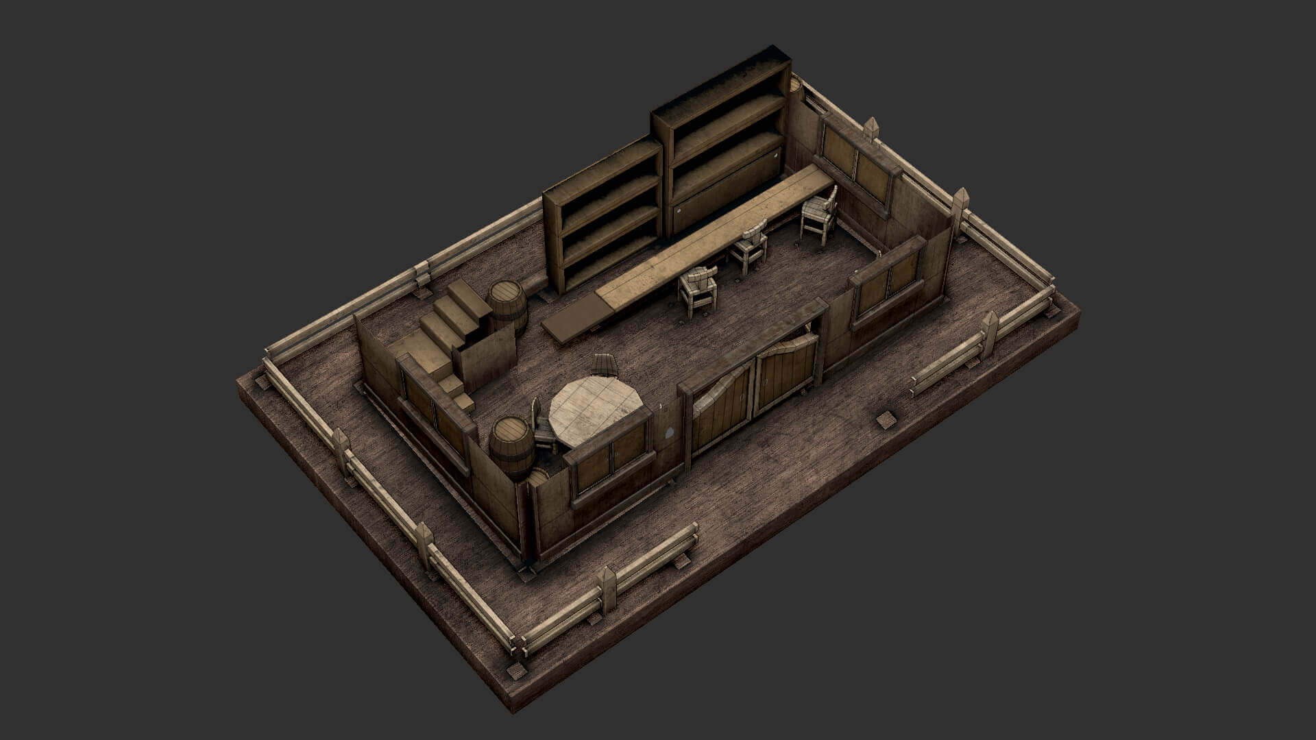 Western Building 01 - Saloon 3D Model by gsommer