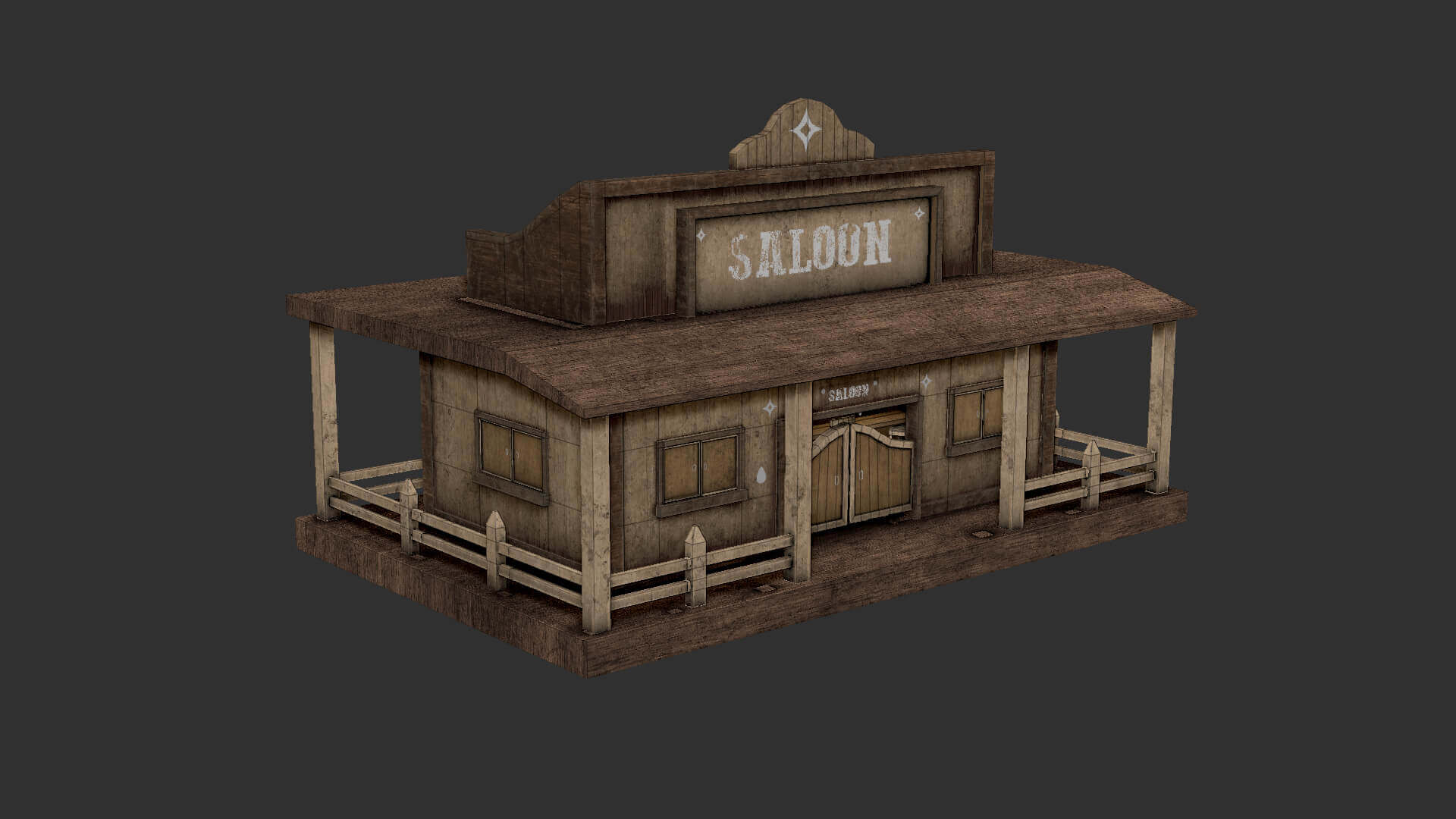 Western Building 01 - Saloon 3D Model by gsommer