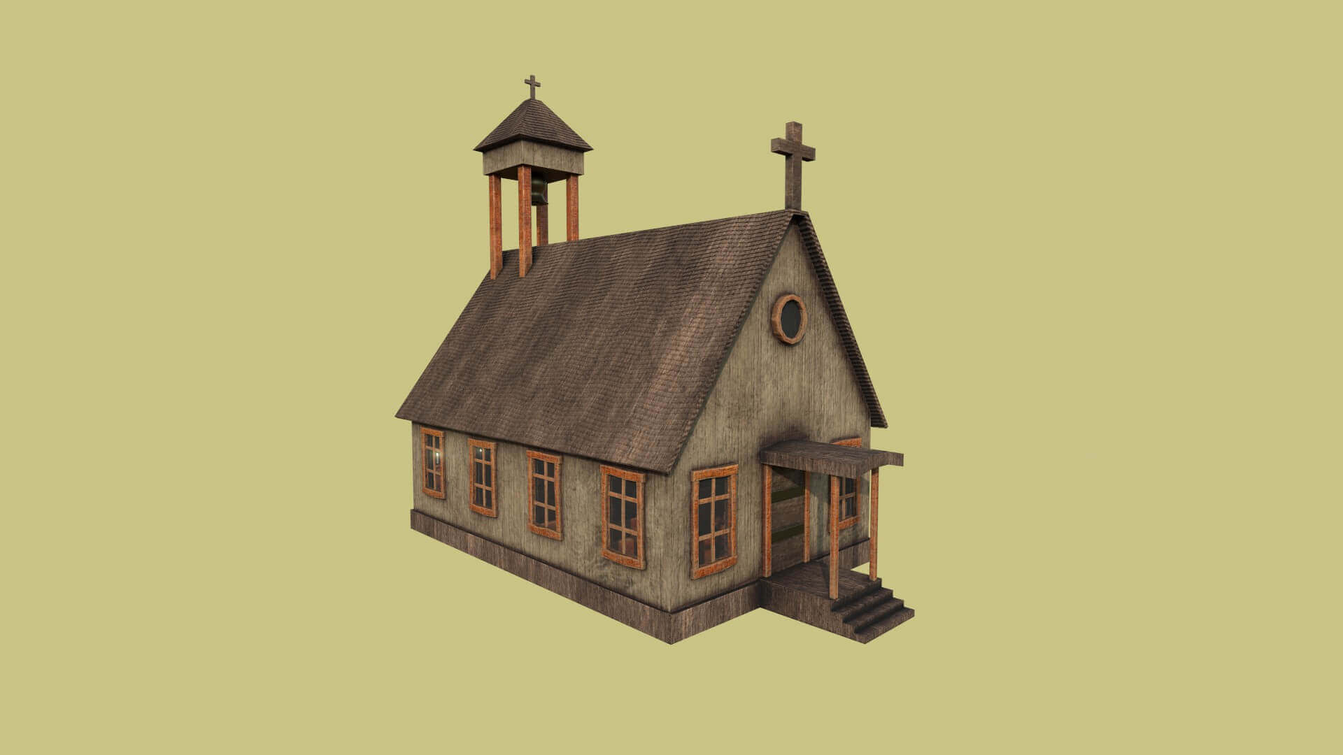 Western Building 02 - Church 3D Model by gsommer