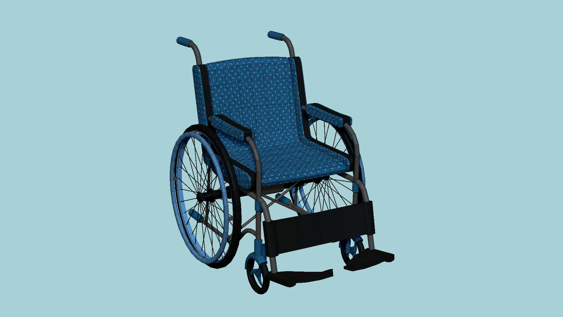 Wheelchair 04 - Blue and Black 3D Model by gsommer