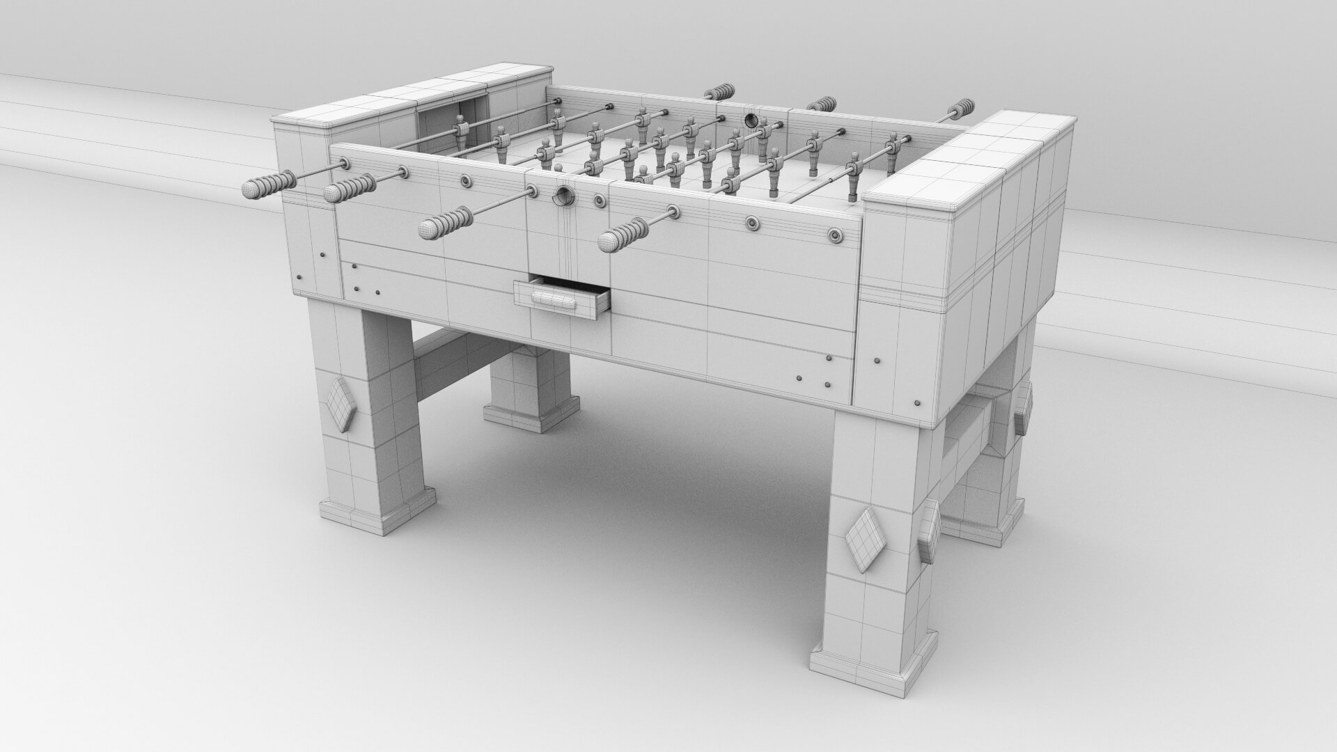 Vintage Foosball Table - 3D Model by guimart